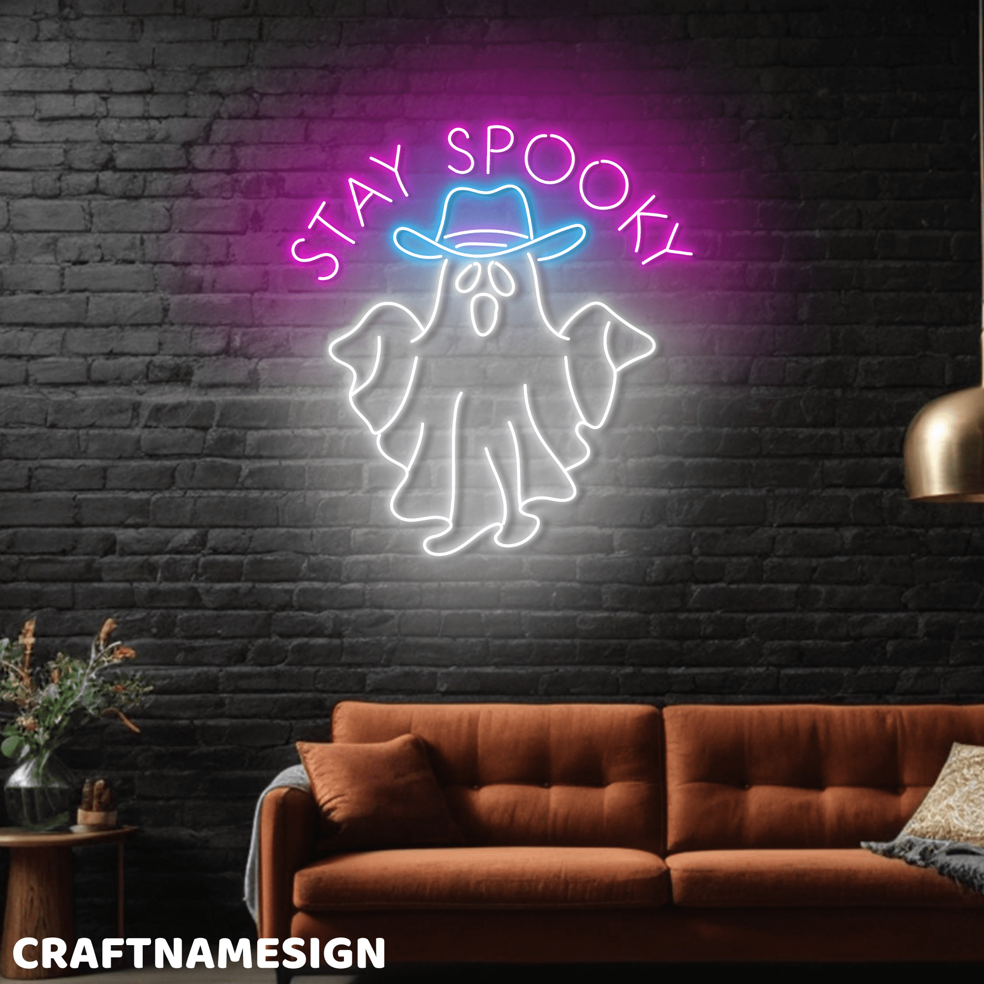 Craftnamesign Stay Spooky Neon Light, Ghost LED For Store Halloween ...