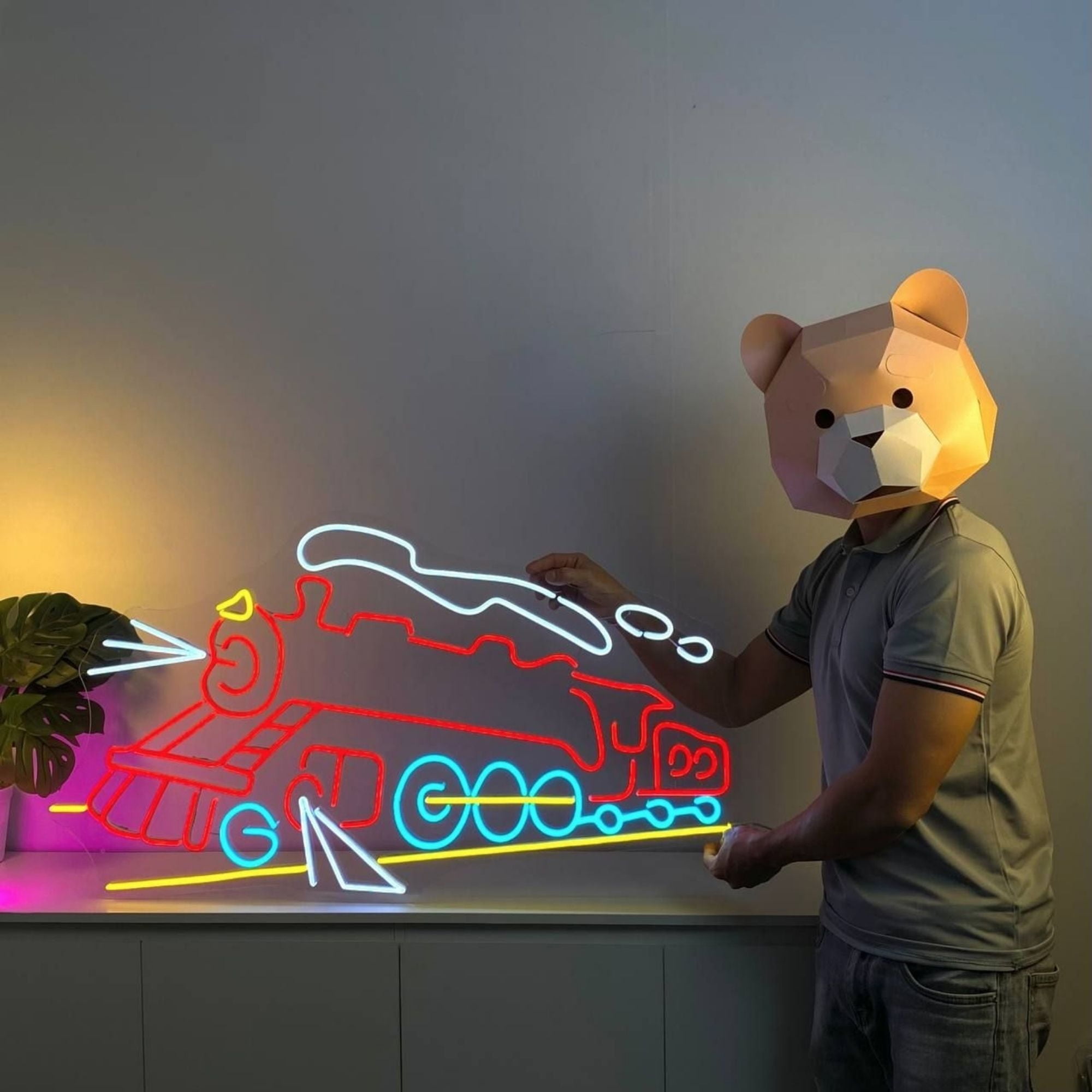 Craftnamesign Steam Train Neon Sign Wall Art, Train Led Light Signage ...