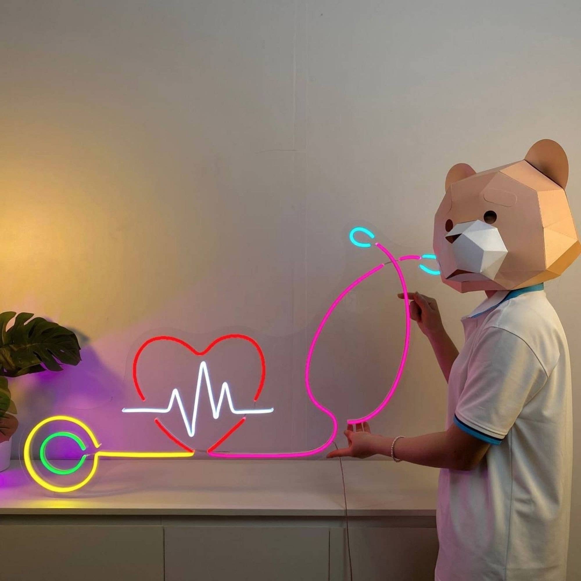 Craftnamesign Stethoscope Heartbeat Neon Sign For Wall Decor ...