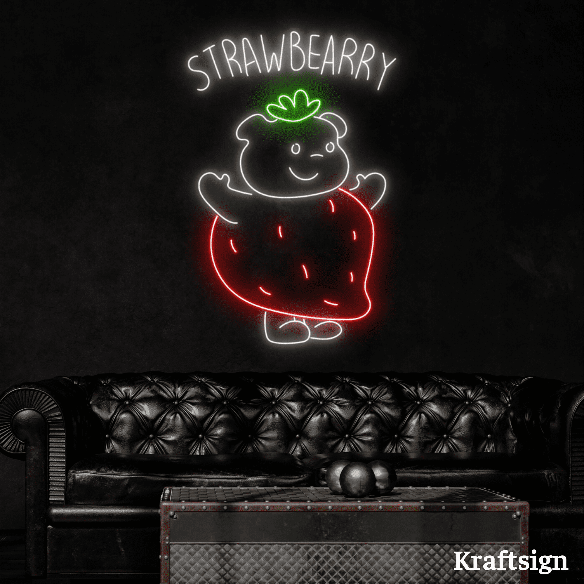 Craftnamesign Strawbearry Neon Sign,, Strawberry LED Sign, Bear Wall ...