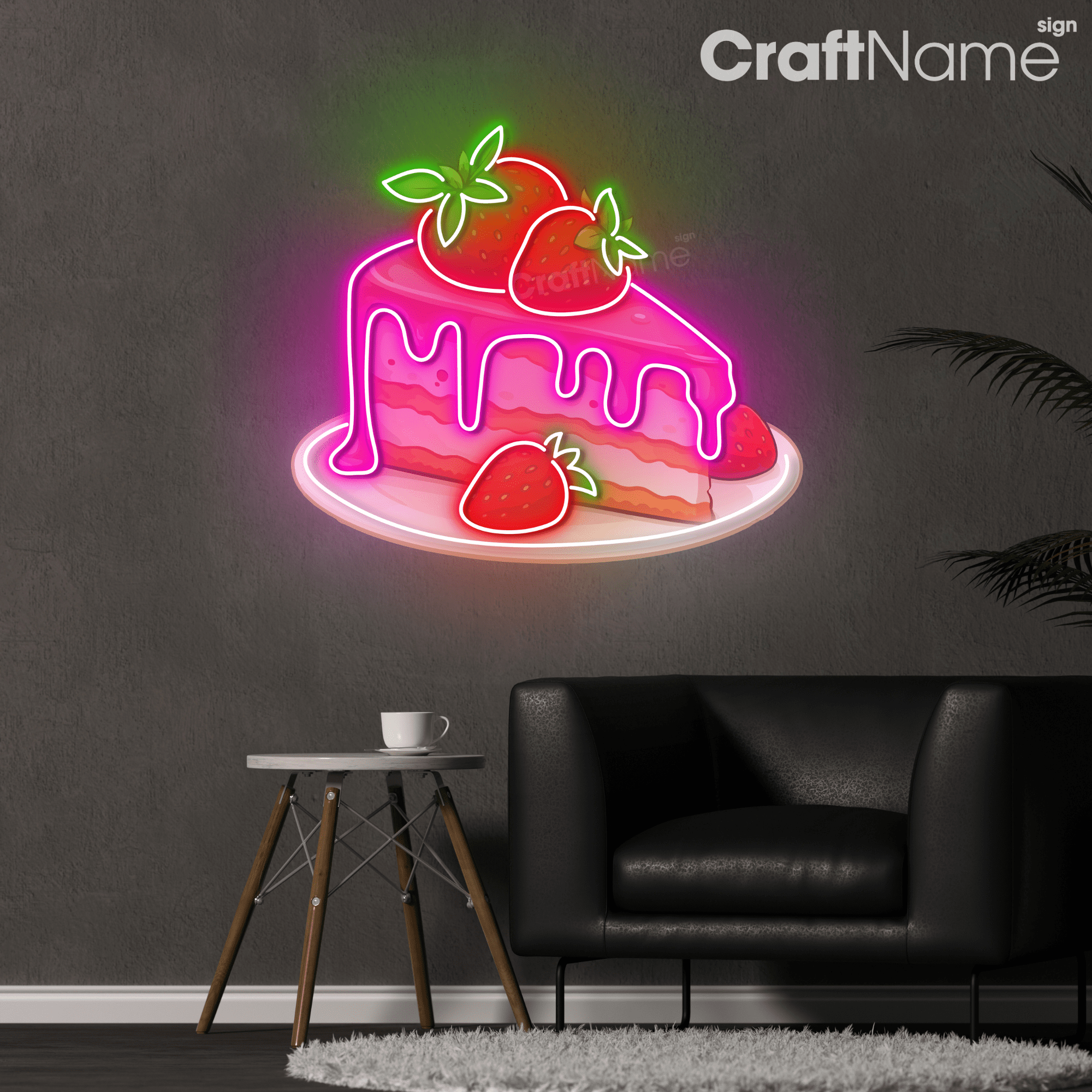 Craftnamesign Strawberries Cake Neon Sign for Dessert Cake Store Wall ...
