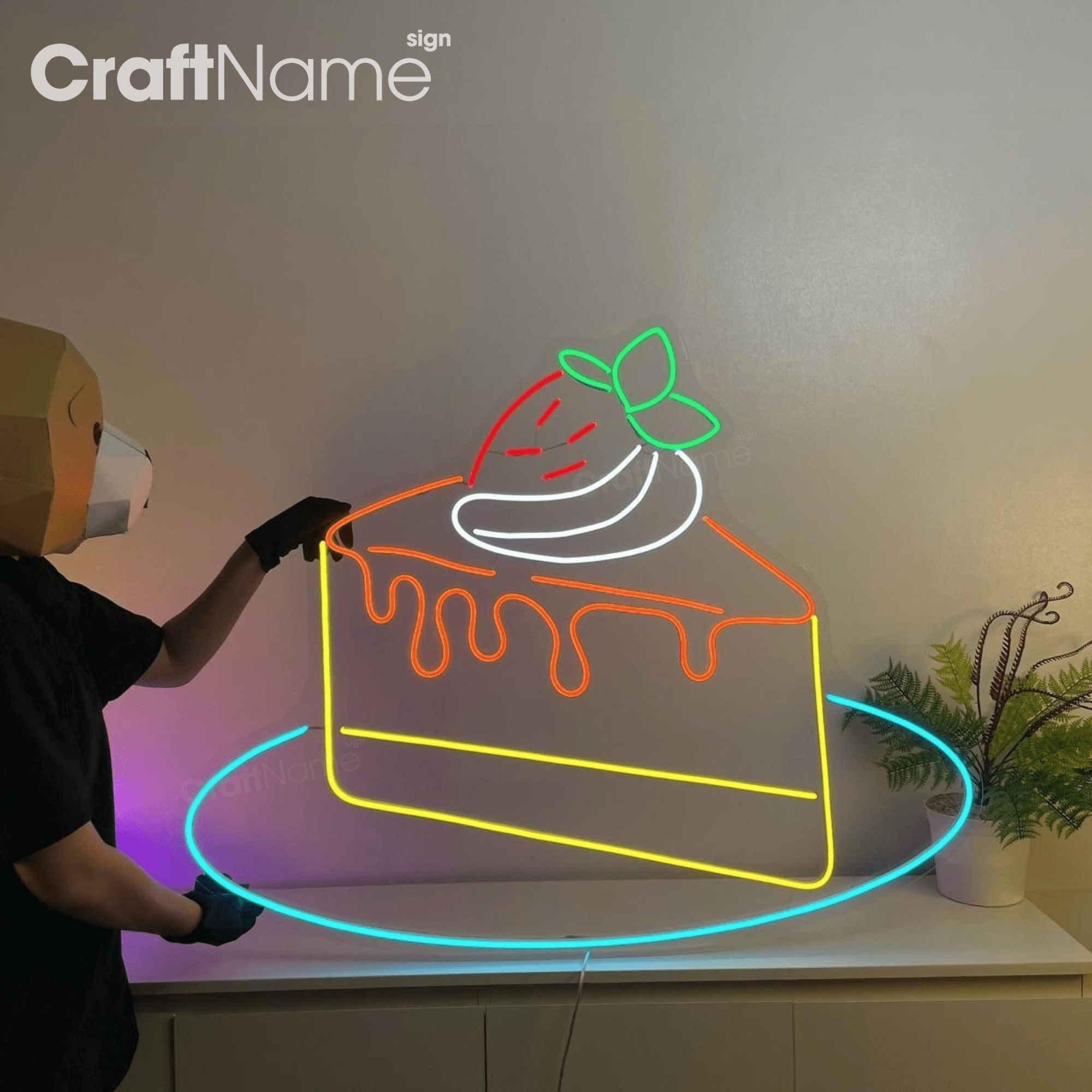 Craftnamesign Strawberry Cheesecake Neon Light for Cake Store, Birthday ...