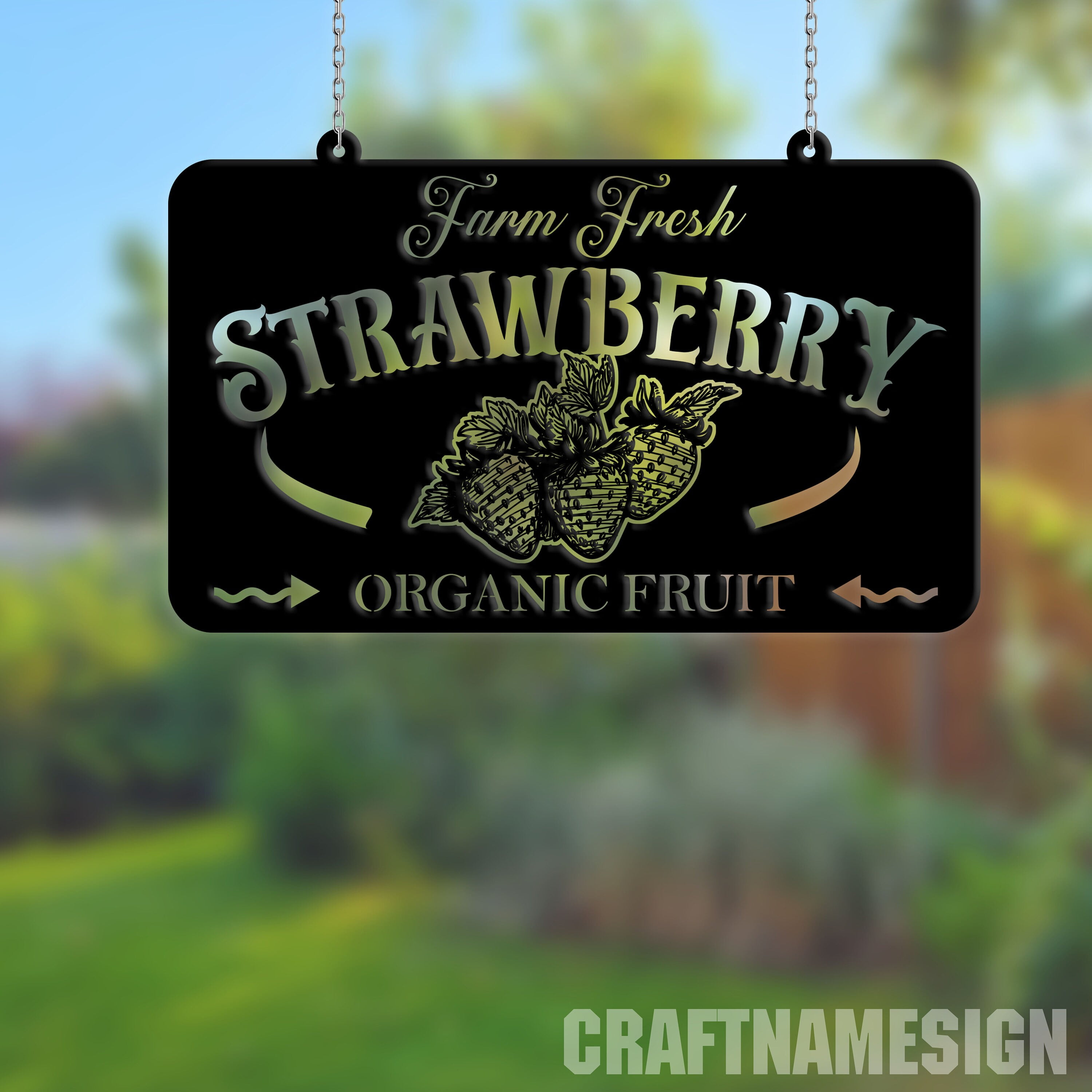 Craftnamesign Strawberry Garden Metal, Fresh Strawberry Farm Metal ...