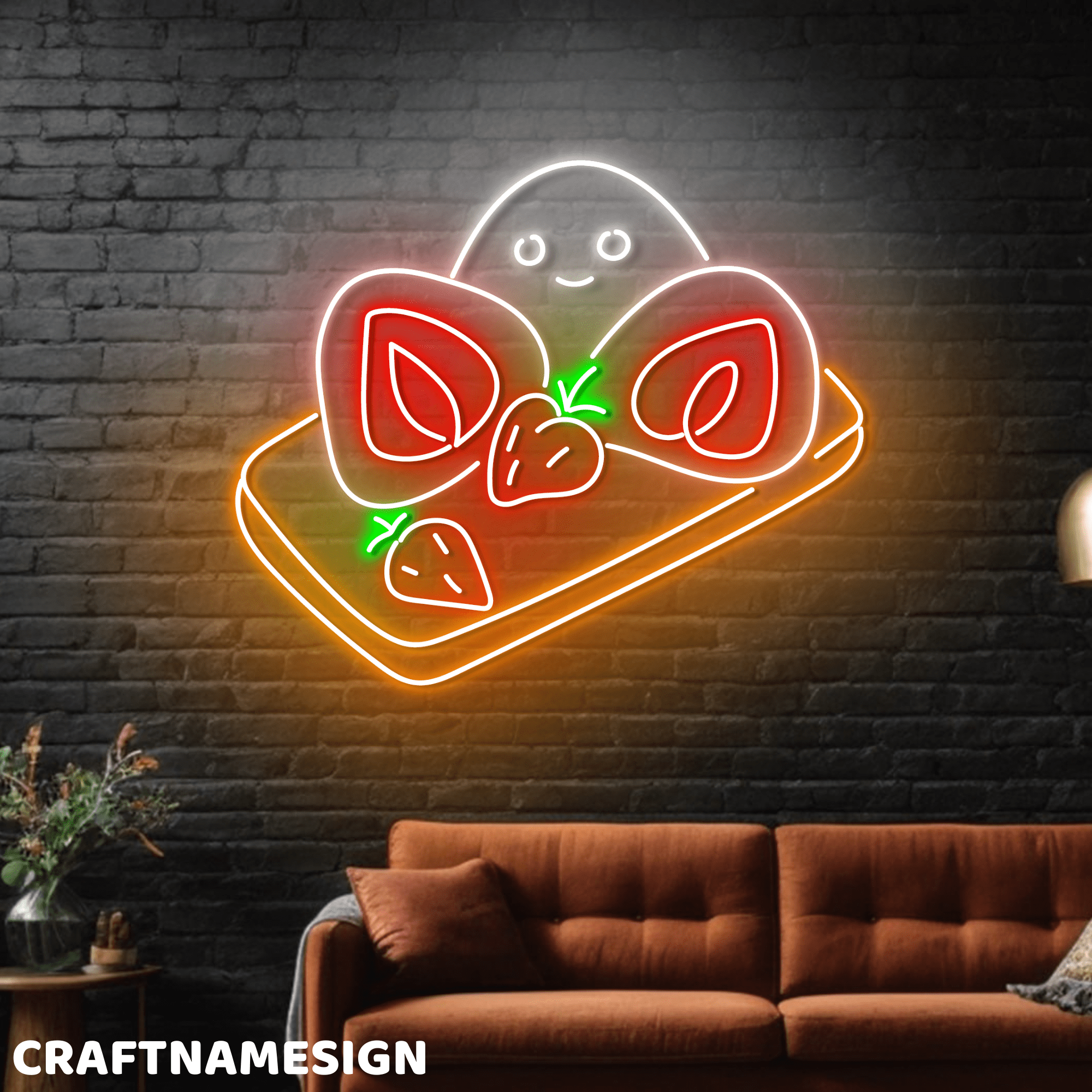 Craftnamesign Strawberry Mochi Neon Sign, Japanese Food Wall Art, Cake ...