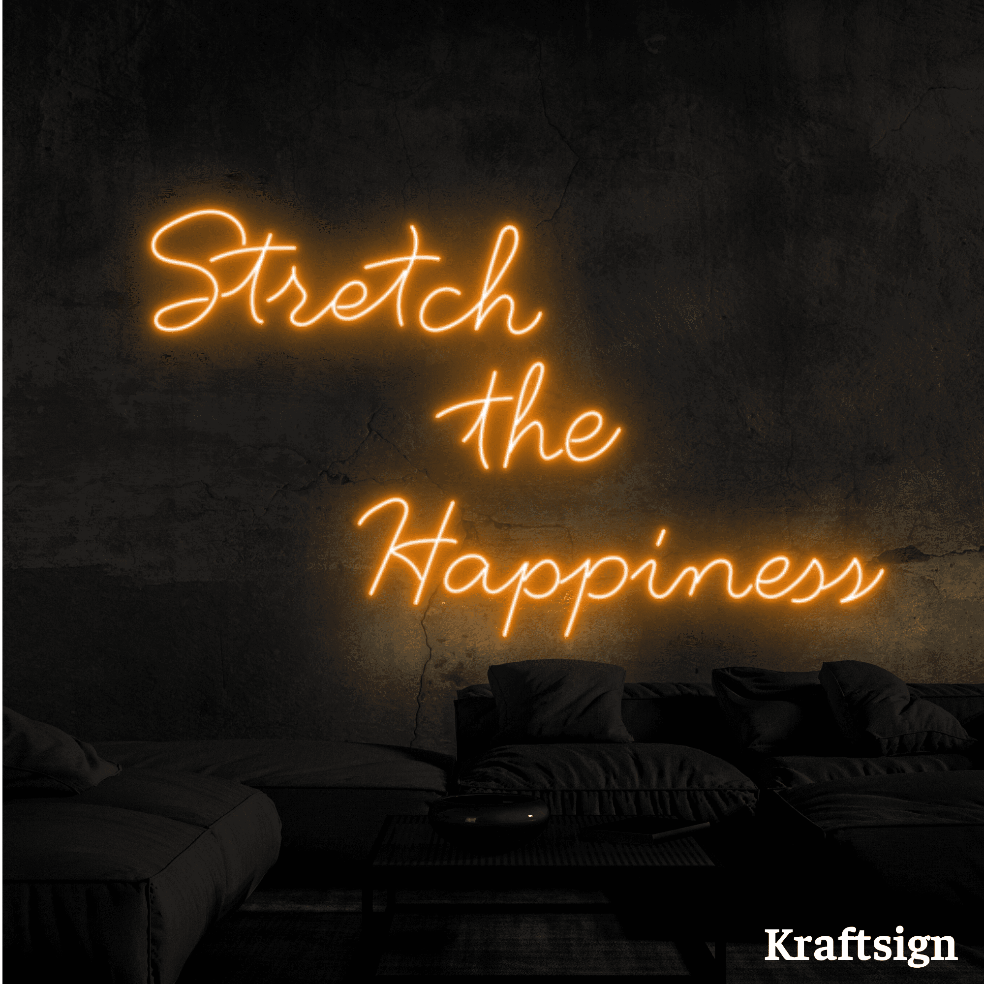 Craftnamesign Stretch The Happiness Neon Sign, Quotes LED Sign, Room ...