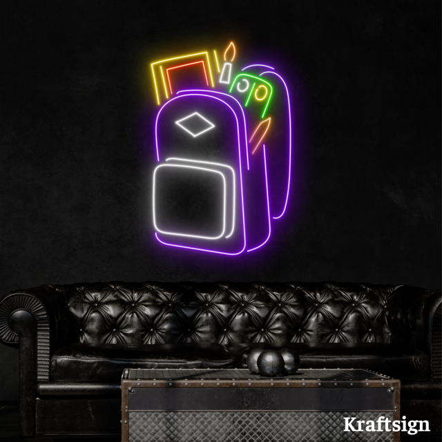 Craftnamesign Student Bag Neon Sign, Kid Room Decor, Class Room Wall ...