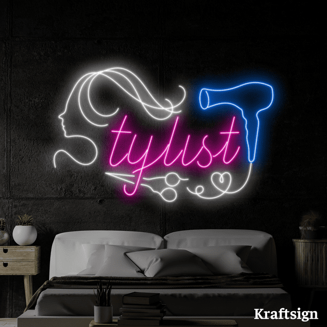 Craftnamesign Stylist Neon Sign, Hair Stylist LED Sign, Hair Salon ...