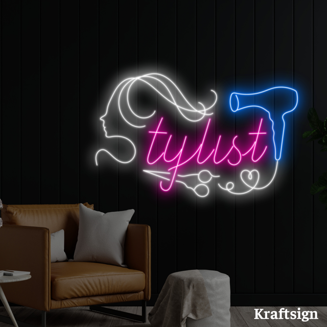 Craftnamesign Stylist Neon Sign, Hair Stylist LED Sign, Hair Salon ...