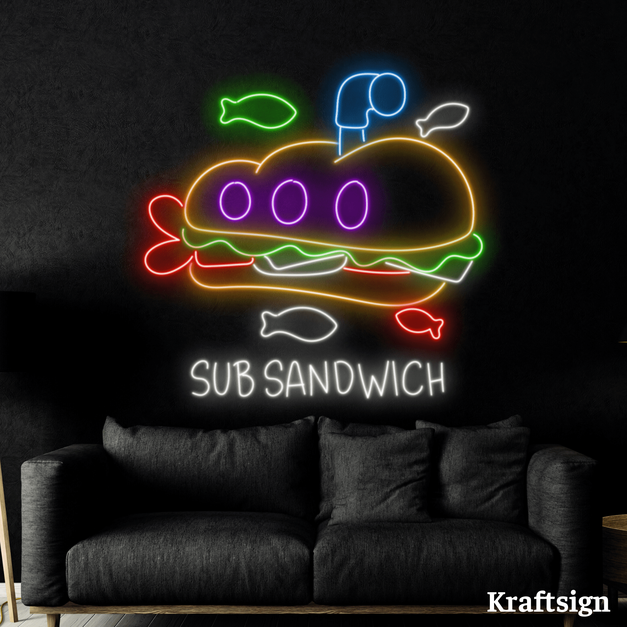 Craftnamesign Sub Sandwich Neon Sign, Sandwich LED Sign, Fast Food ...