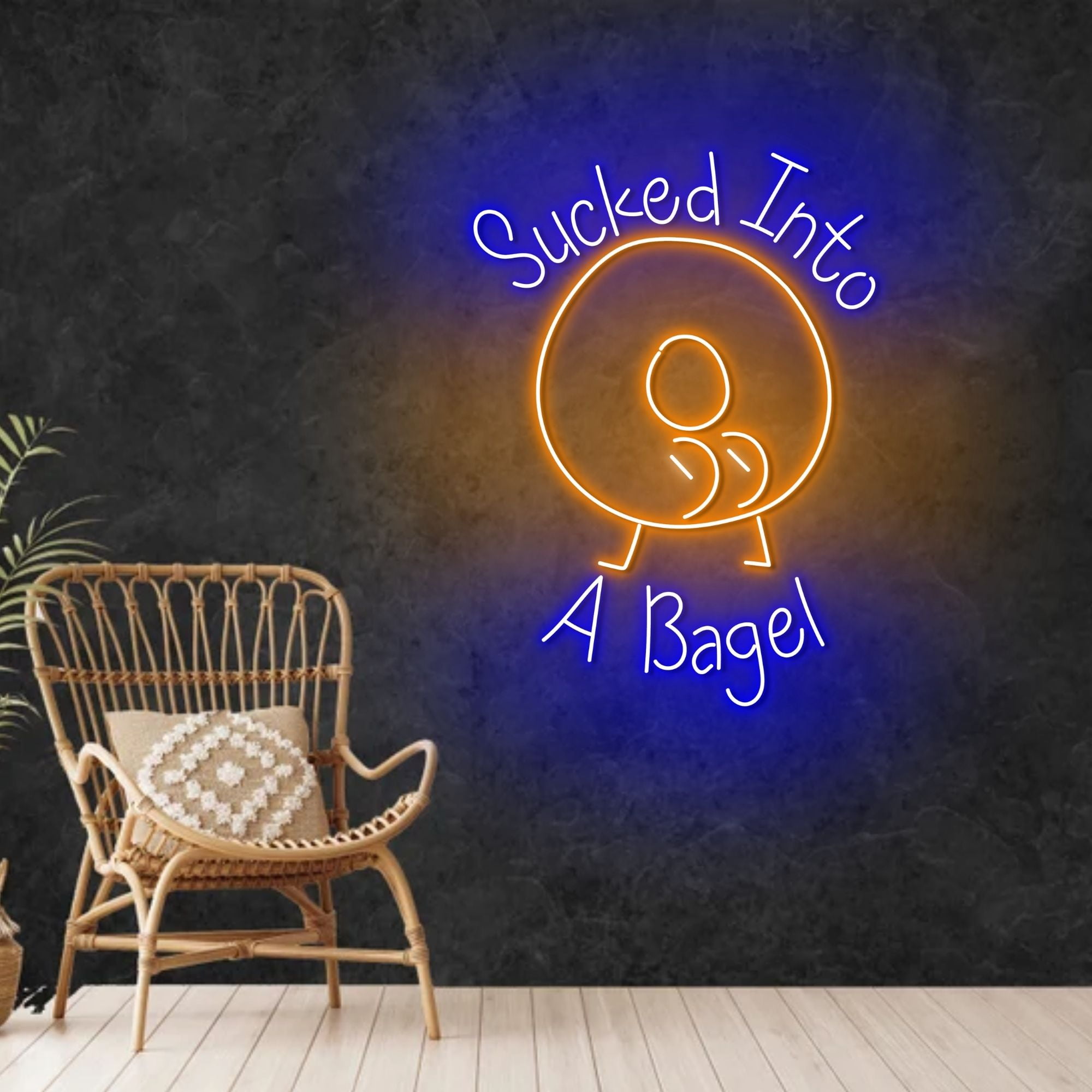 Craftnamesign Sucked Into A Bagel Neon Light, Bagel Wall Art, Bagel ...