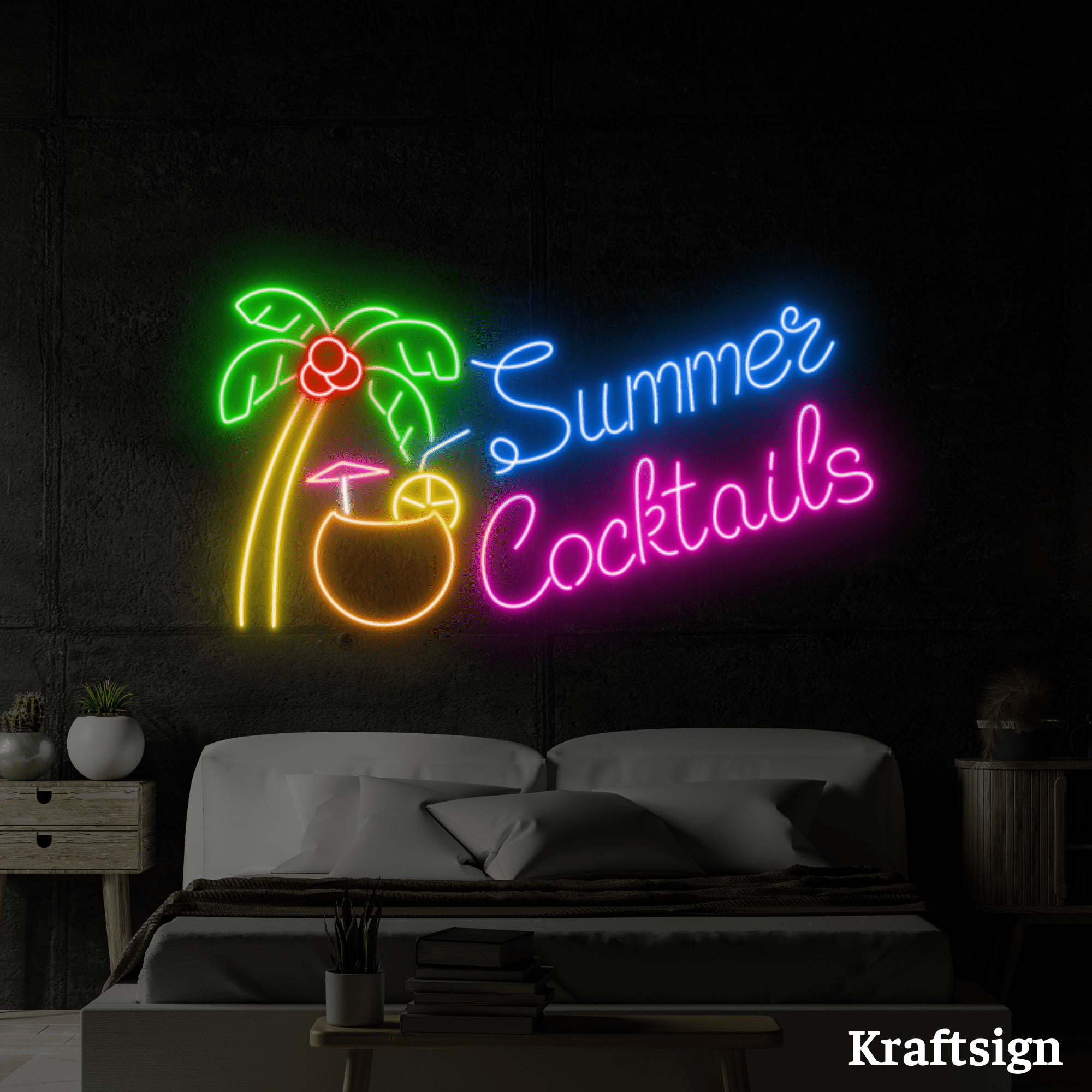 Craftnamesign Summer Cocktail Neon Sign, Cocktail LED Sign, Bar Club ...