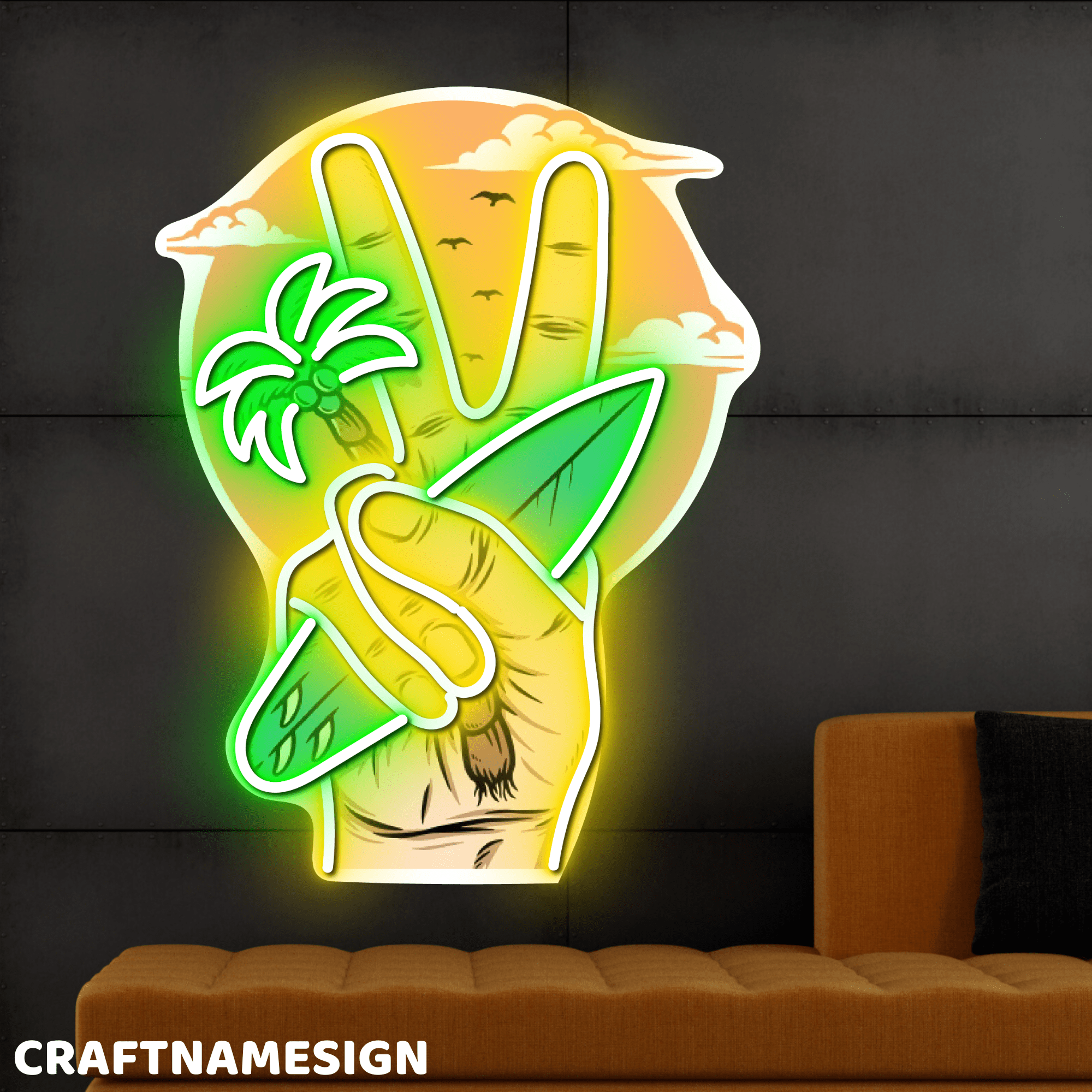 Craftnamesign Summer Neon Decal, Holiday Wall Sign, Tropical Beach Wall ...