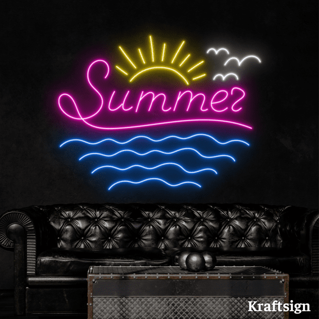 Craftnamesign Summer Neon Sign, Beach Club Decor, Restaurant Wall Art ...