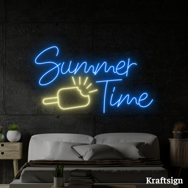 Craftnamesign Summer Time Neon Sign, Ice Cream Shop LED Sign, Room ...