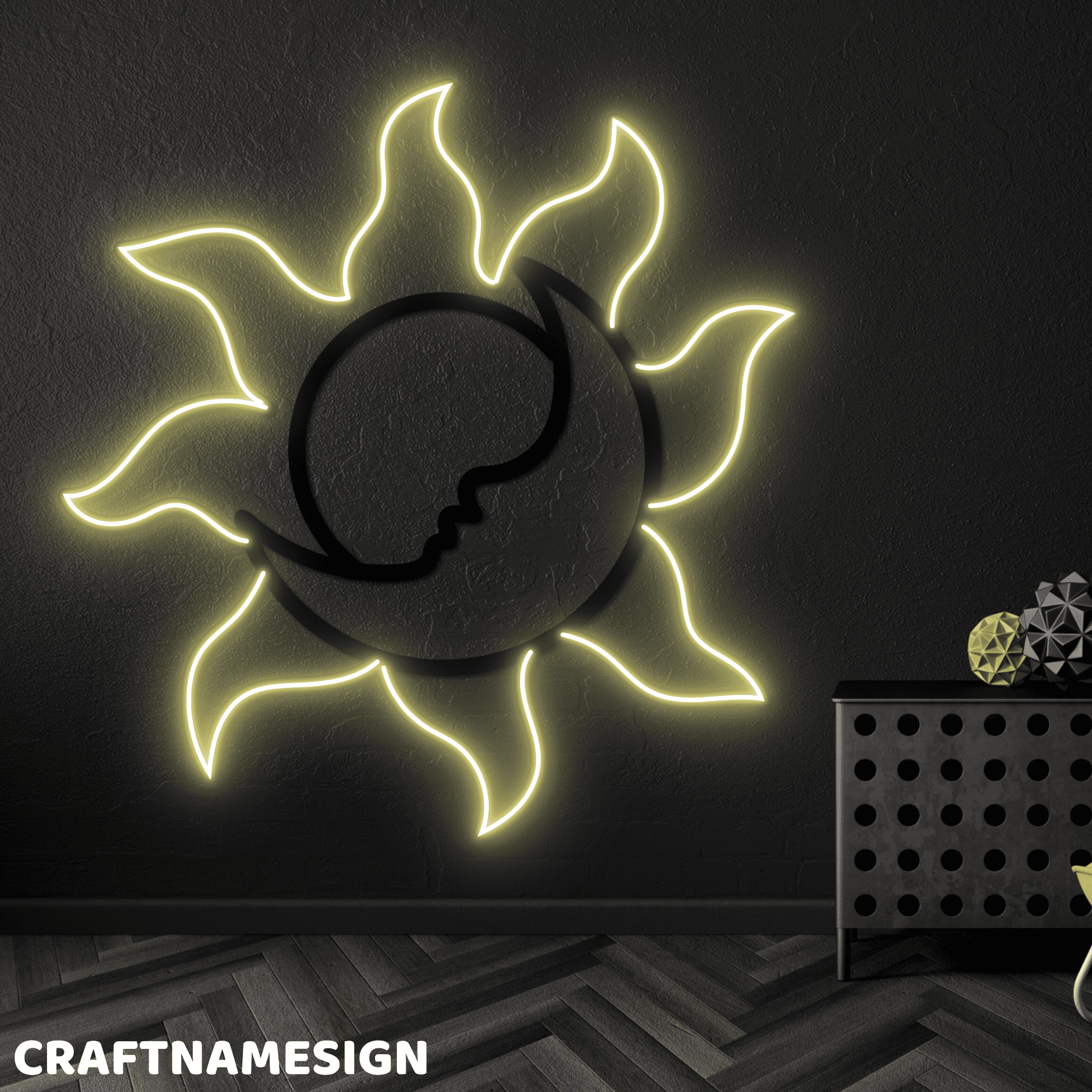 Craftnamesign Sun And Moon Neon Decal, Coffee Shop Wall Art, Bedroom ...