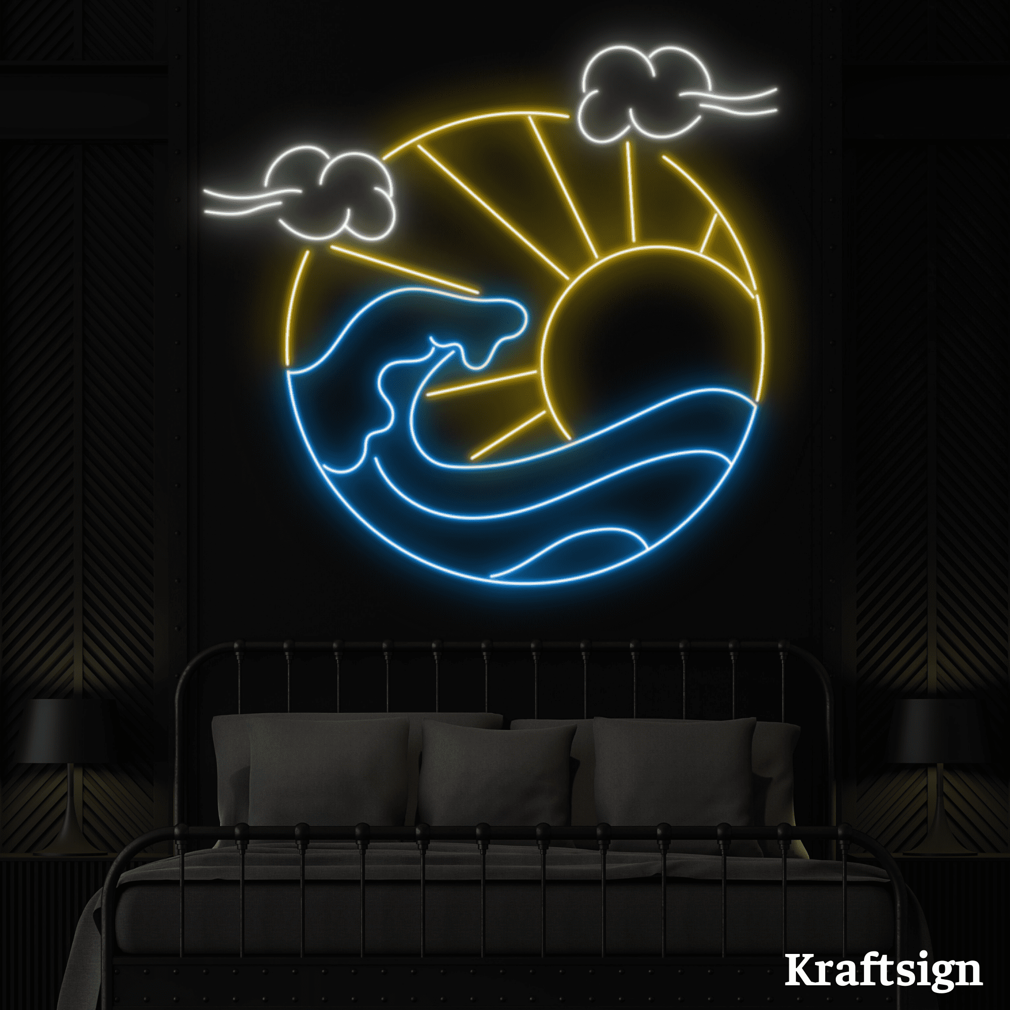 Craftnamesign Sun Beach Neon Sign, Sunrise LED Signs, Living Room Decor ...