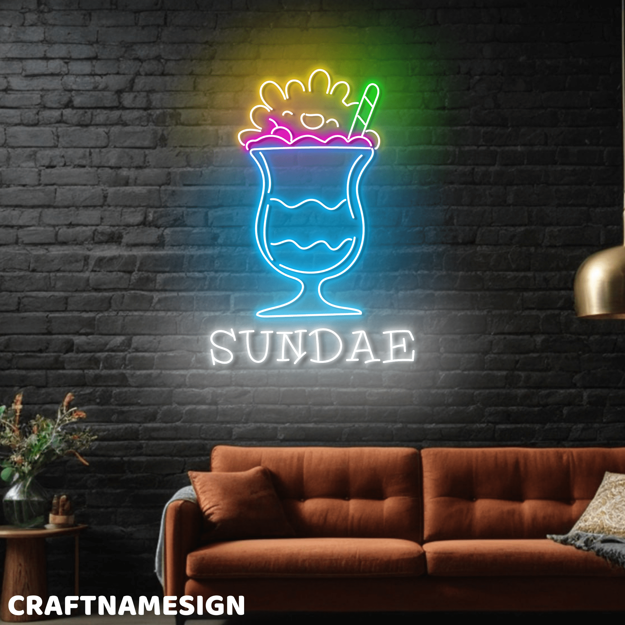 Craftnamesign Sundae Neon Light For Wall Decor, Welcome Sign LED Wall ...