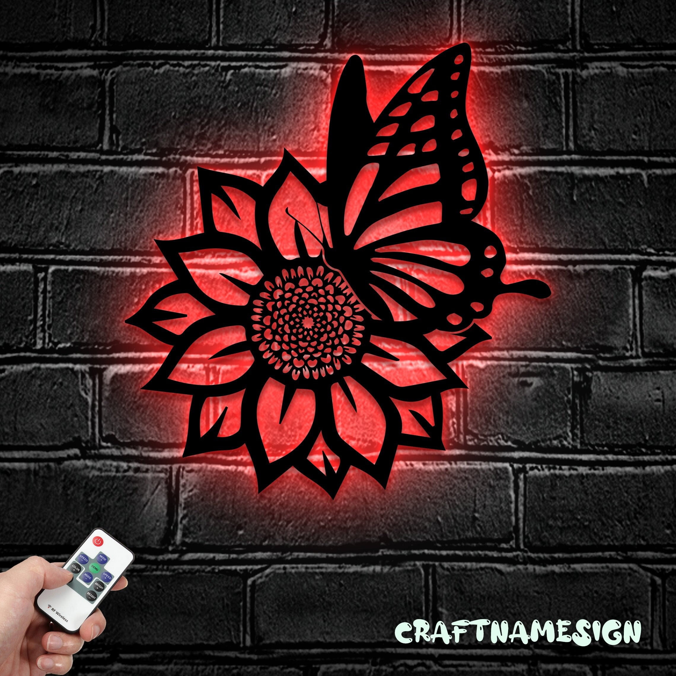 Craftnamesign Sunflower Farmhouse Metal Wall Art LED Light, Sunflower ...
