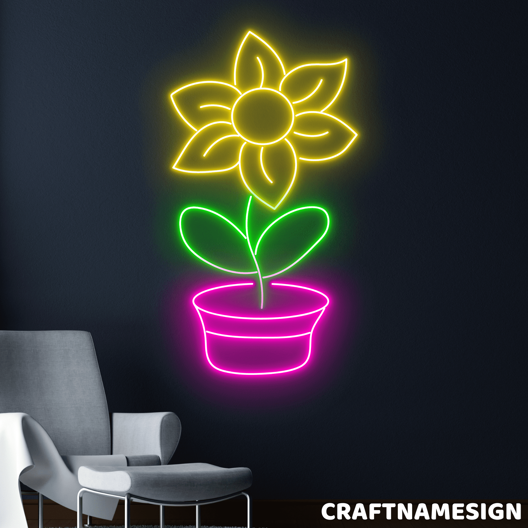Craftnamesign Sunflower Neon Sign, Florist Shop Wall Decor, Living Room ...