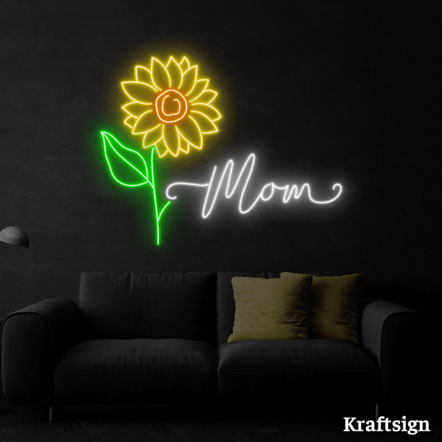 Craftnamesign Sunflower Neon Sign, Mom LED Sign, Mother Day Gifts Decor ...