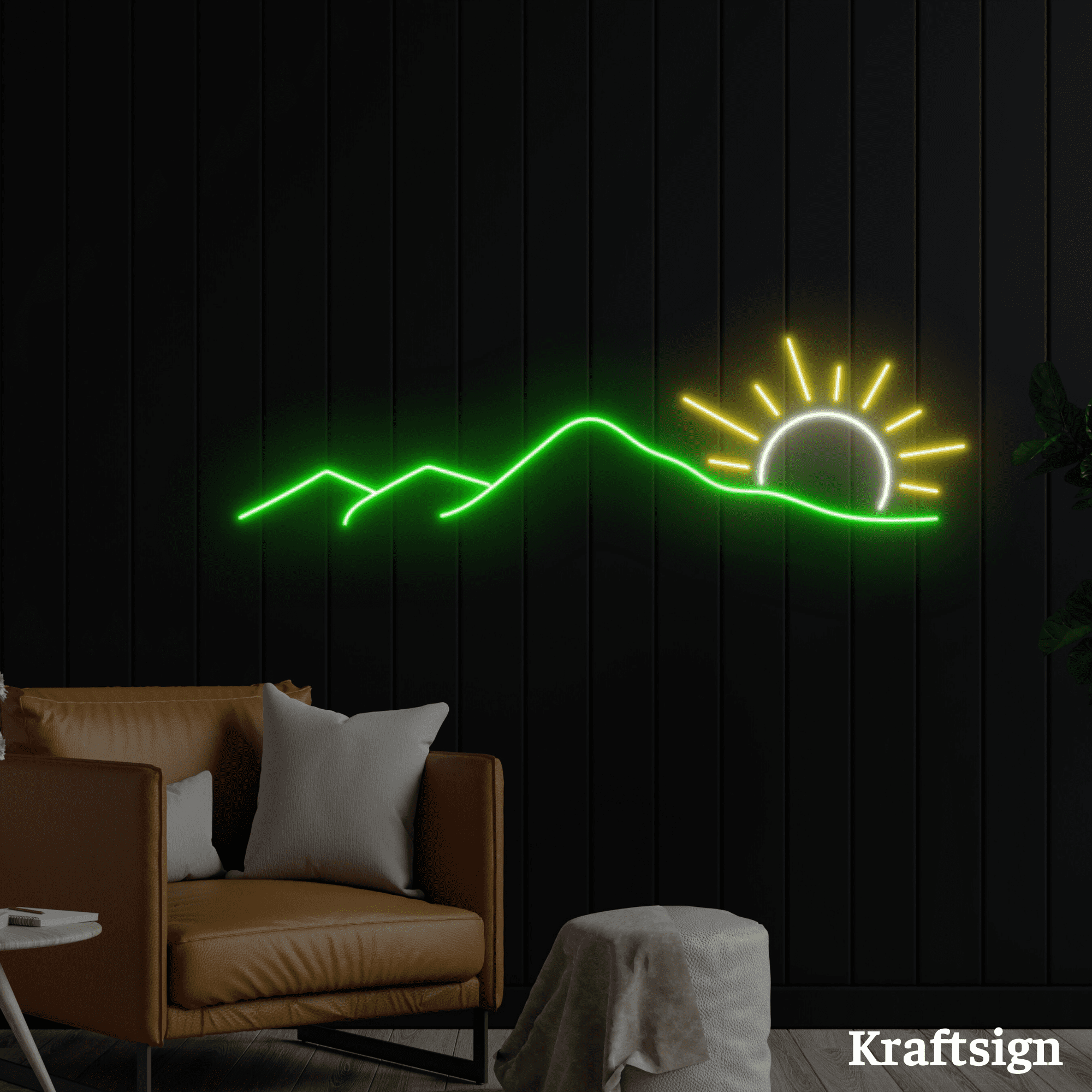 Craftnamesign Sunrise Mountain Neon Sign, Bedroom Decor, Sun LED Signs ...