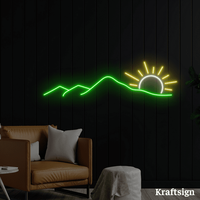 Craftnamesign Sunrise Mountain Neon Sign, Bedroom Decor, Sun LED Signs ...