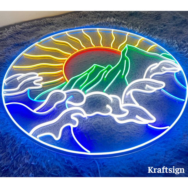 Craftnamesign Sunrise On Mountain Neon Sign, Sunrise LED Sign, Bedroom ...