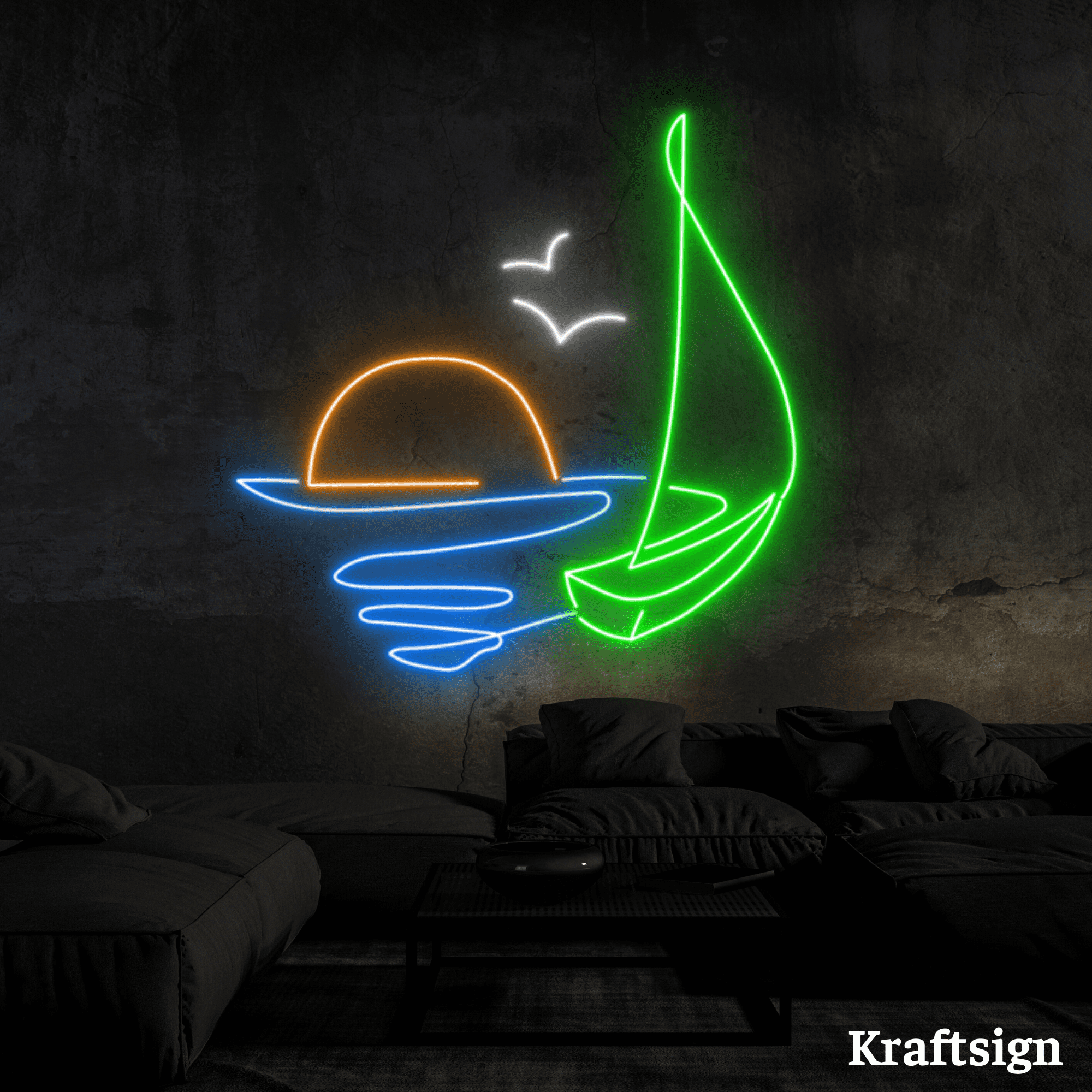 Craftnamesign Sunrise On The Beach Neon Sign, Bedroom Decor, Sunset ...