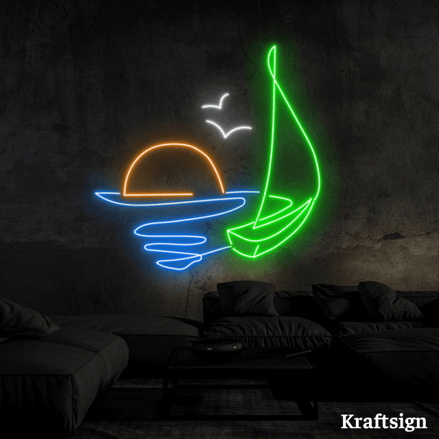 Craftnamesign Sunrise On The Beach Neon Sign, Bedroom Decor, Sunset ...