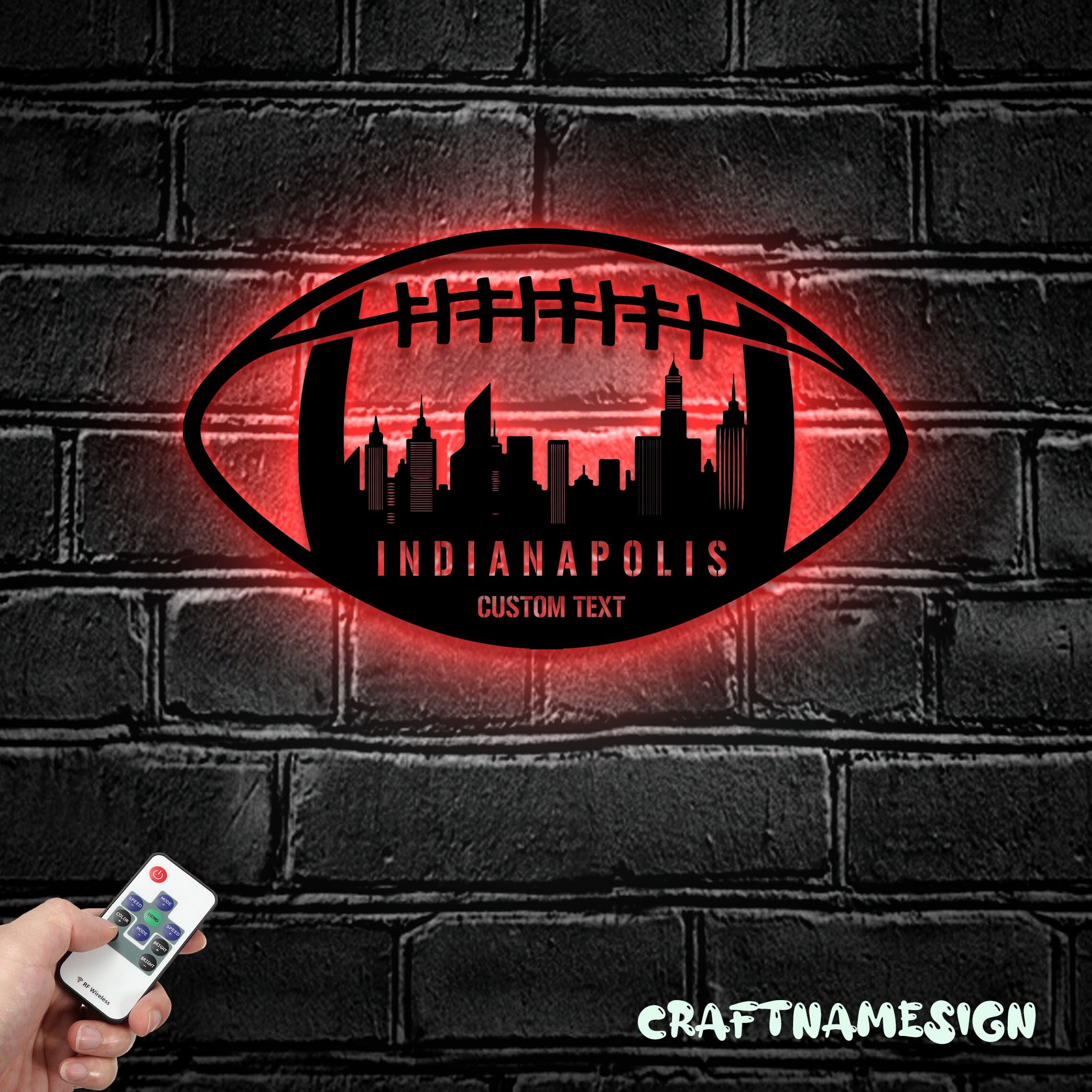 Craftnamesign Custom Indianapolis Skyline Football Metal Sign LED Light ...