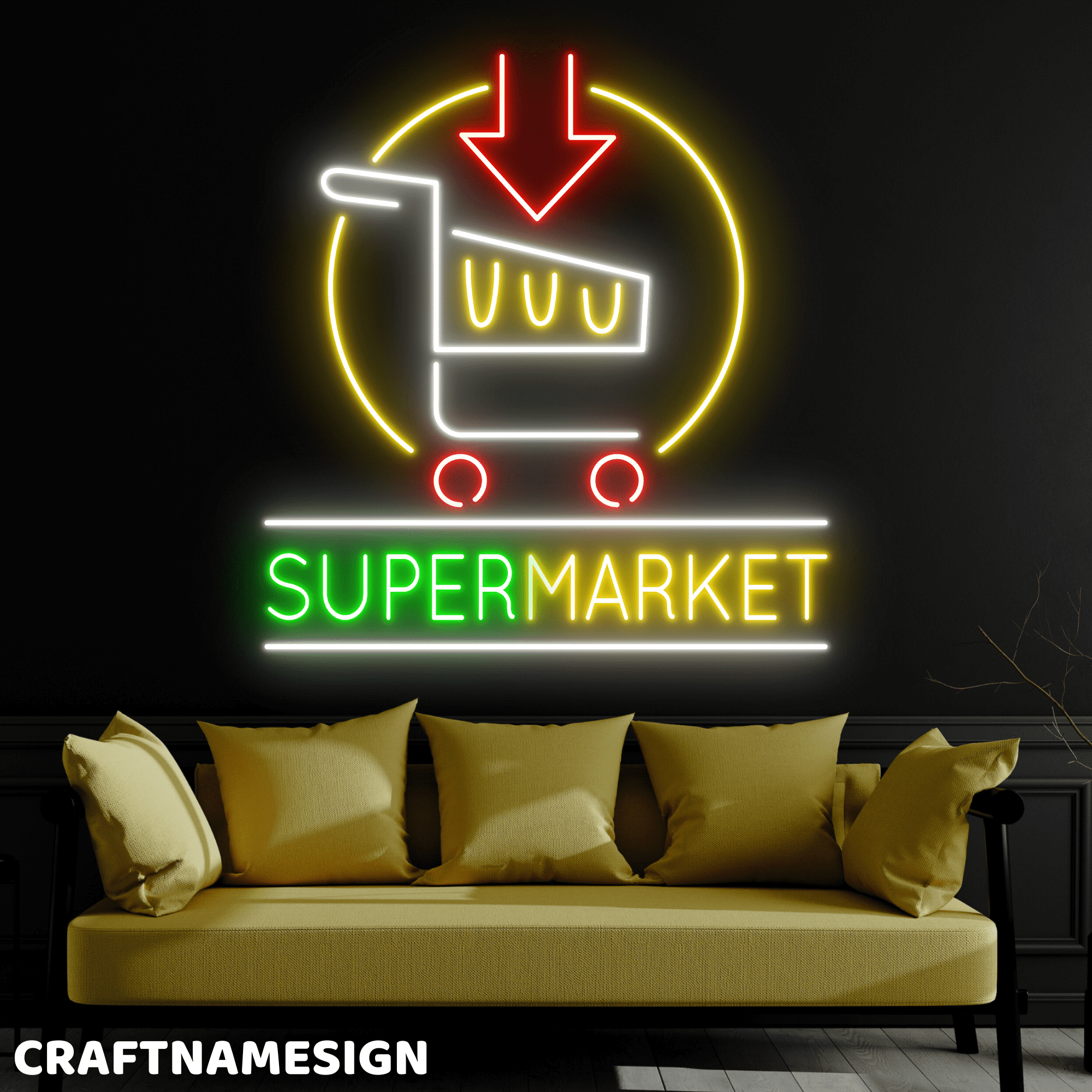 Craftnamesign Super Market Neon Sign, Store Shop Wall Art, Open Sign ...