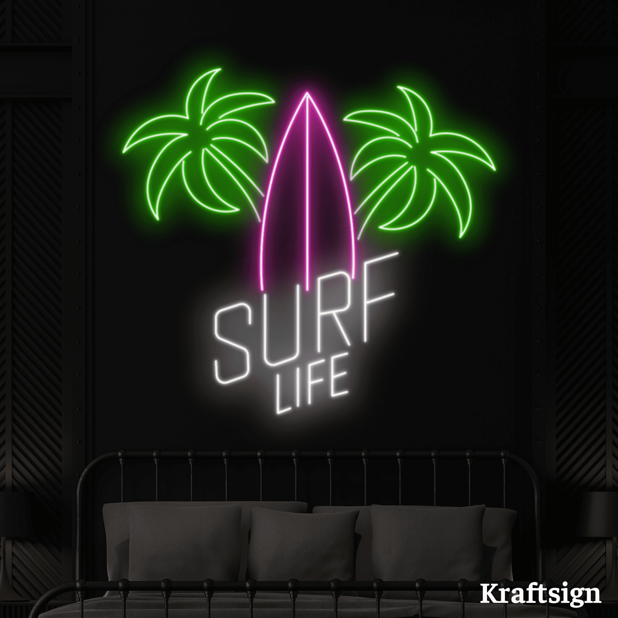 Craftnamesign Surf Life Neon Sign, Surfboard Shop Decor, Surfing LED ...