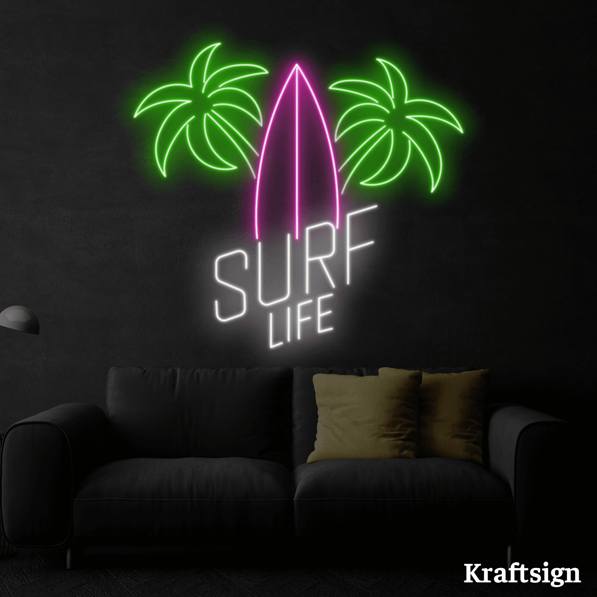 Craftnamesign Surf Life Neon Sign, Surfboard Shop Decor, Surfing LED ...