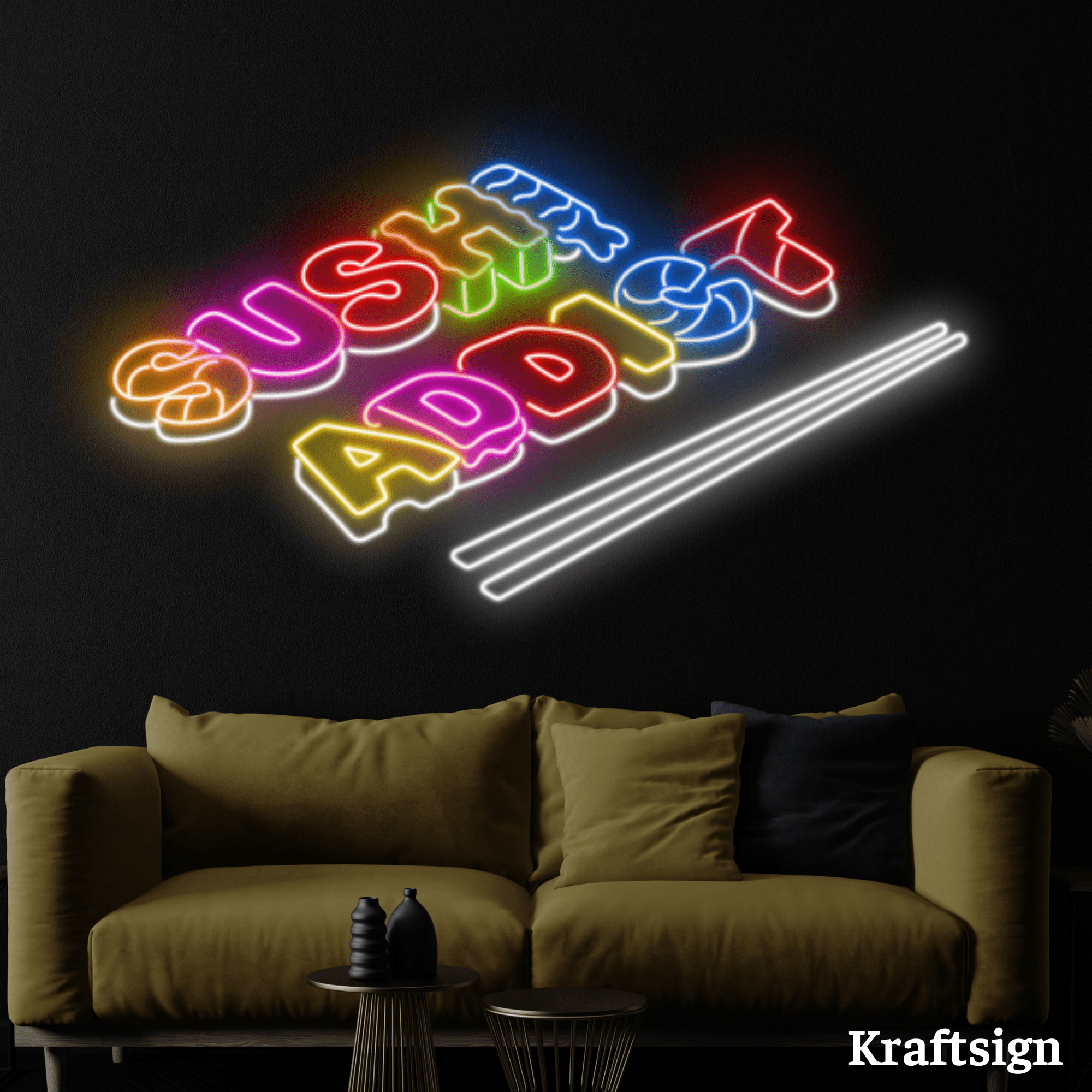 Craftnamesign Sushi Addict Neon Sign, Sushi Restaurant Signs, Sushi ...