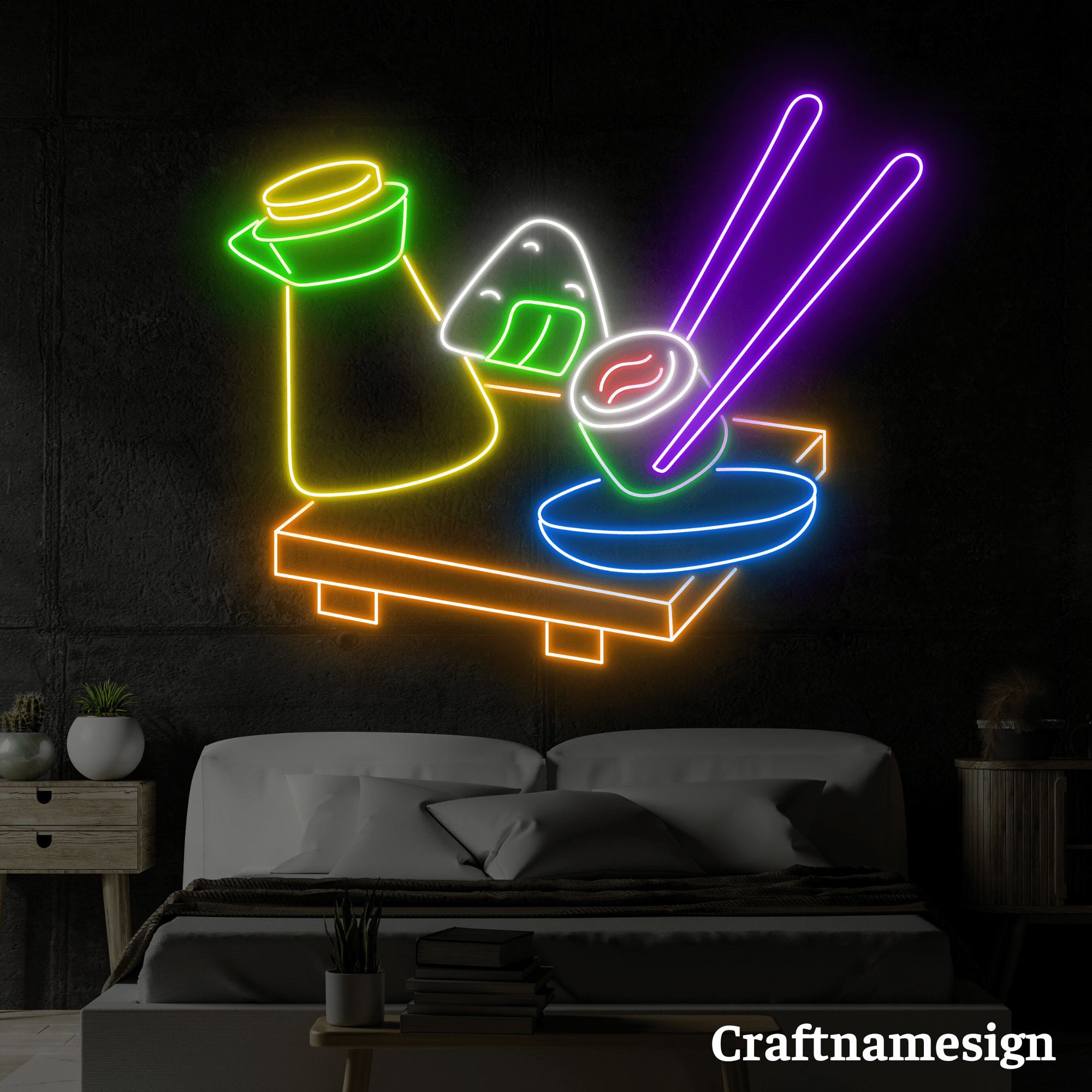 Craftnamesign Sushi And Sauce Onigiri LED Light Neon Sign for Sushi ...