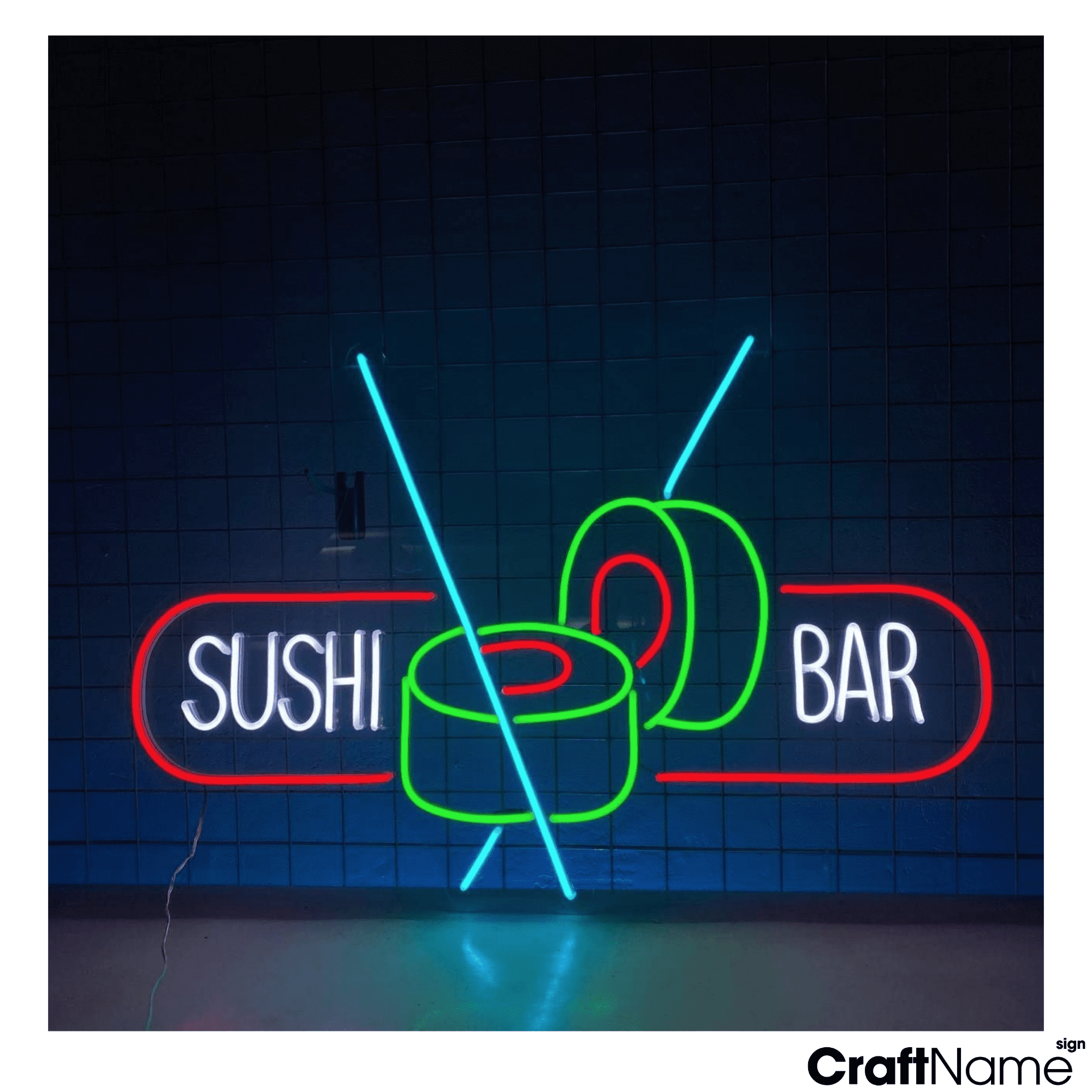 Craftnamesign Sushi Bar Neon Light Wall Art, Welcome Sign For Sushi ...