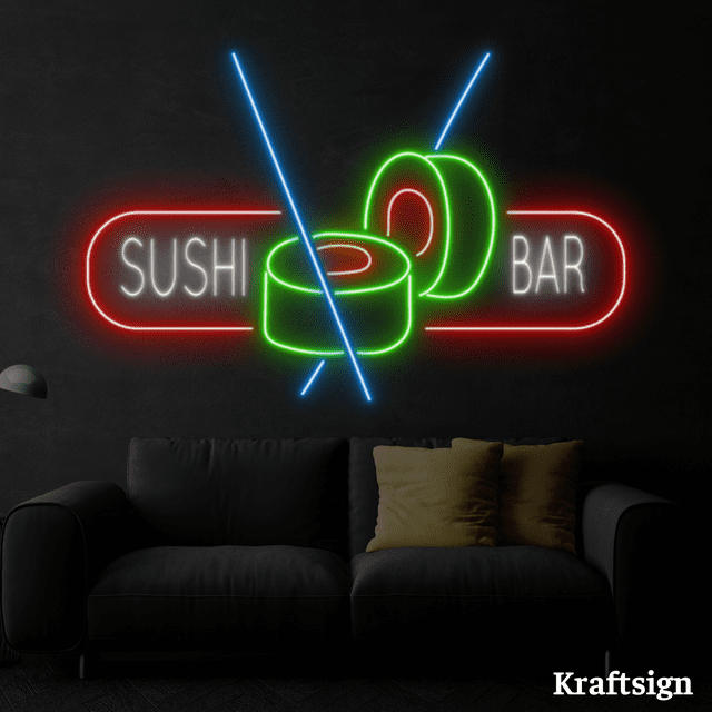 Craftnamesign Sushi Bar Neon Sign, Sushi Restaurant Decor, Sushi LED ...