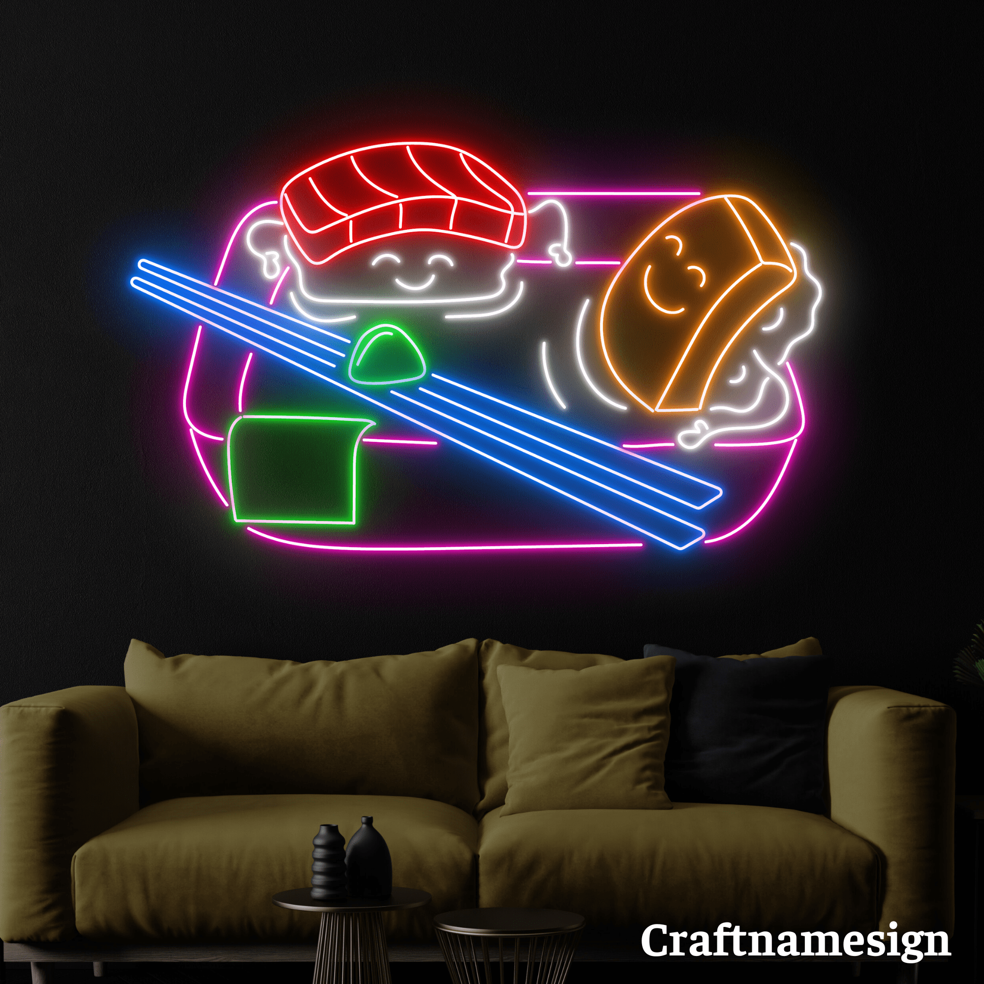 Craftnamesign Sushi Bath In Sauce Neon Sign for Sushi Restaurant Wall ...