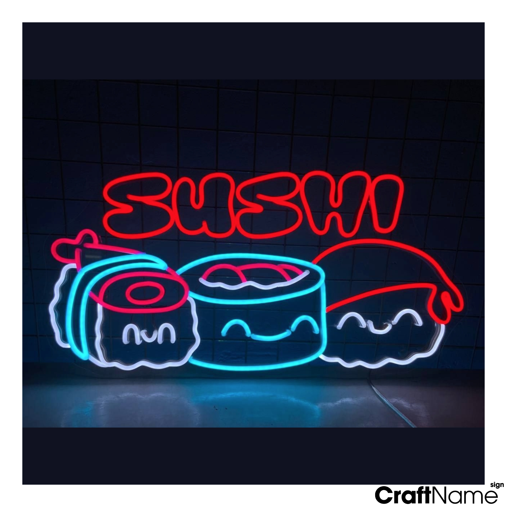 Craftnamesign Sushi Neon Light Wall Art, Japanese Food LED Sign ...