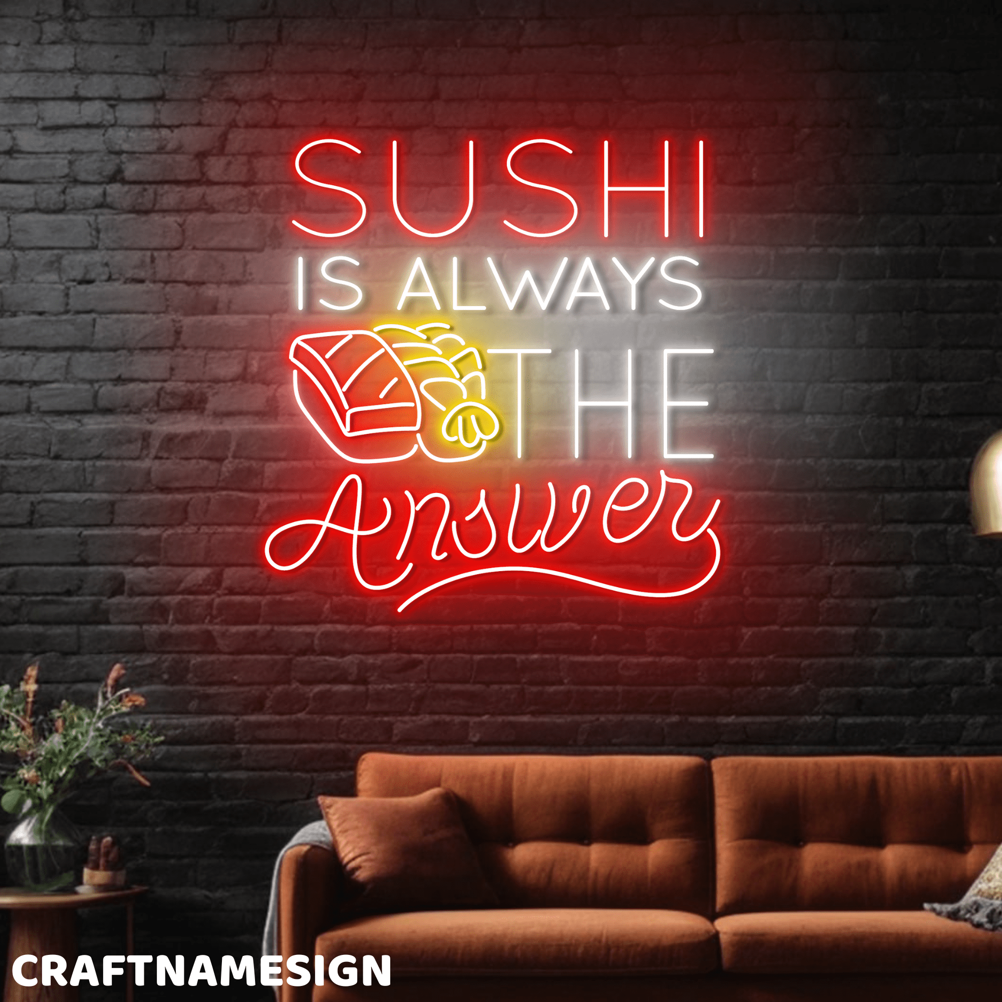 Craftnamesign Sushi Neon Sign, Japanese Food Wall Art, Restaurant Wall ...