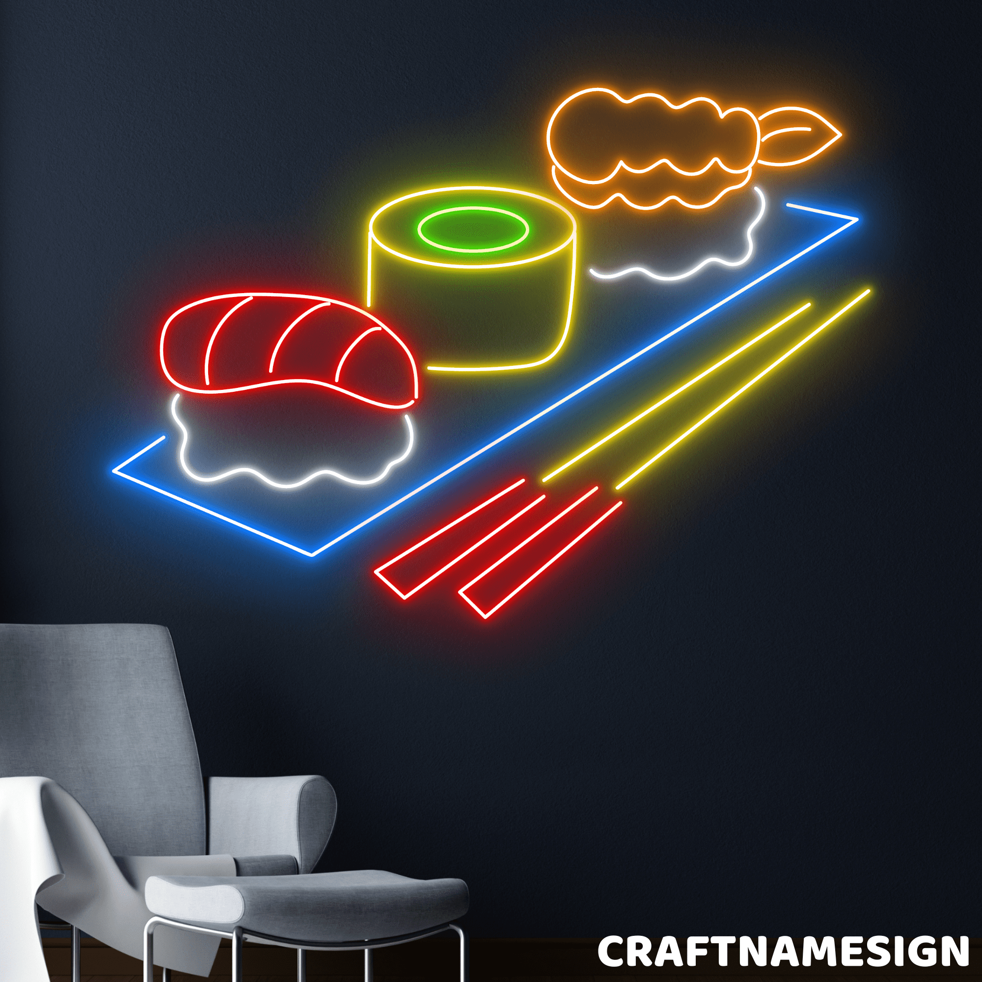 Craftnamesign Sushi Sashimi Led Sign, Sushi Store Wall Decor ...