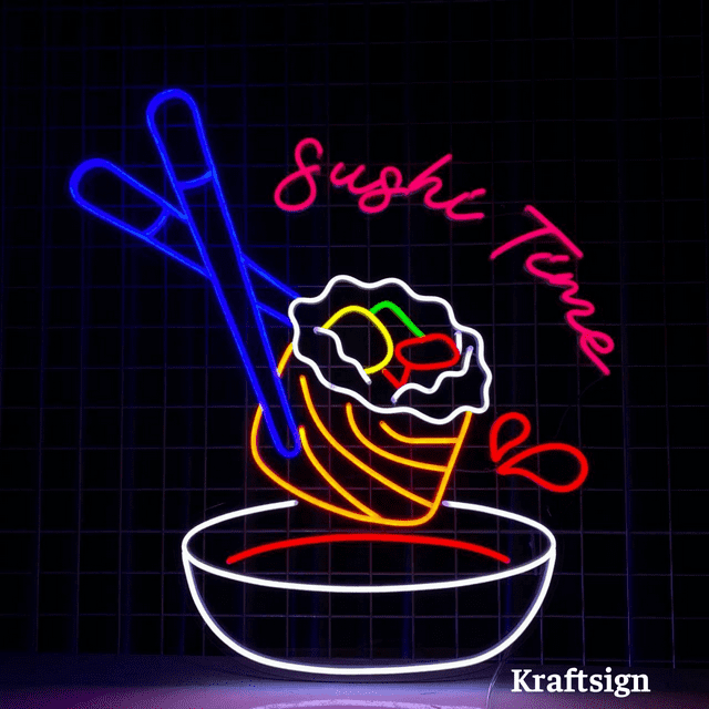 Craftnamesign Sushi Time Neon Sign, Sushi Restaurant Decor, Sushi Signs ...