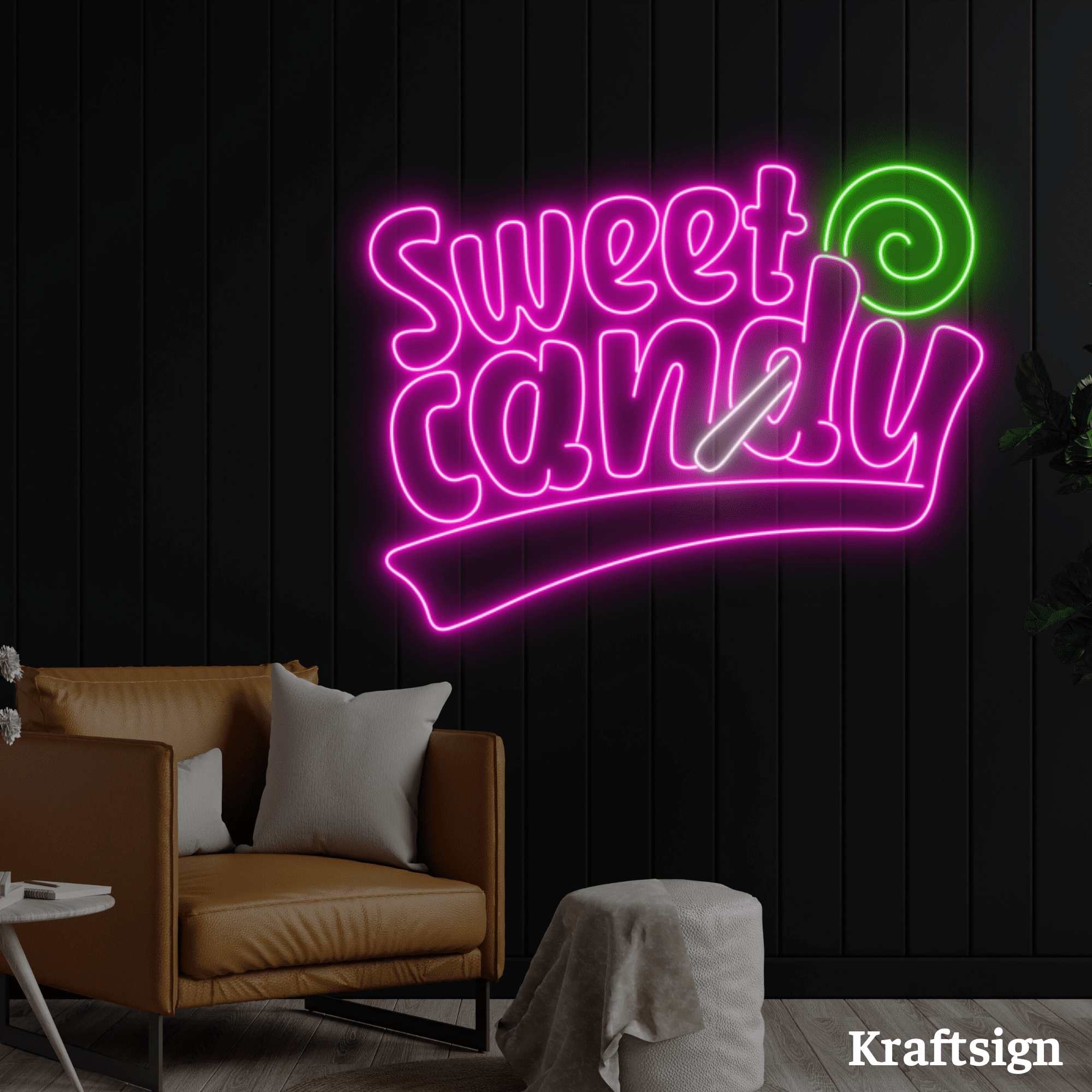 Craftnamesign Sweet Candy Neon Sign, Candy Shop Decor, Sweet Shop Wall ...