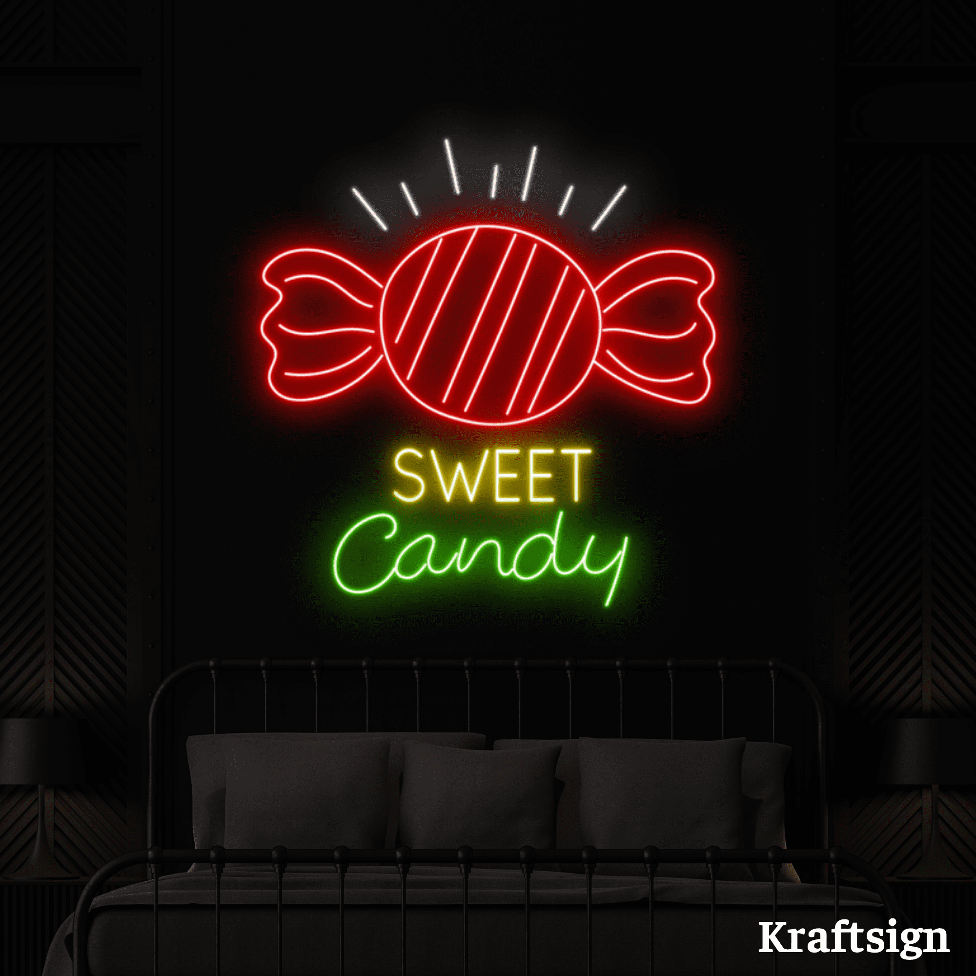 Craftnamesign Sweet Candy Neon Sign, Candy Shop LED Sign, Candy Wall ...