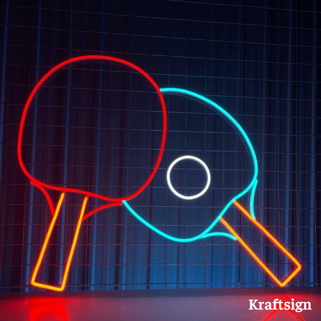Craftnamesign Table Tennis Racket Neon Sign, Ping Pong Club Shop Decor ...