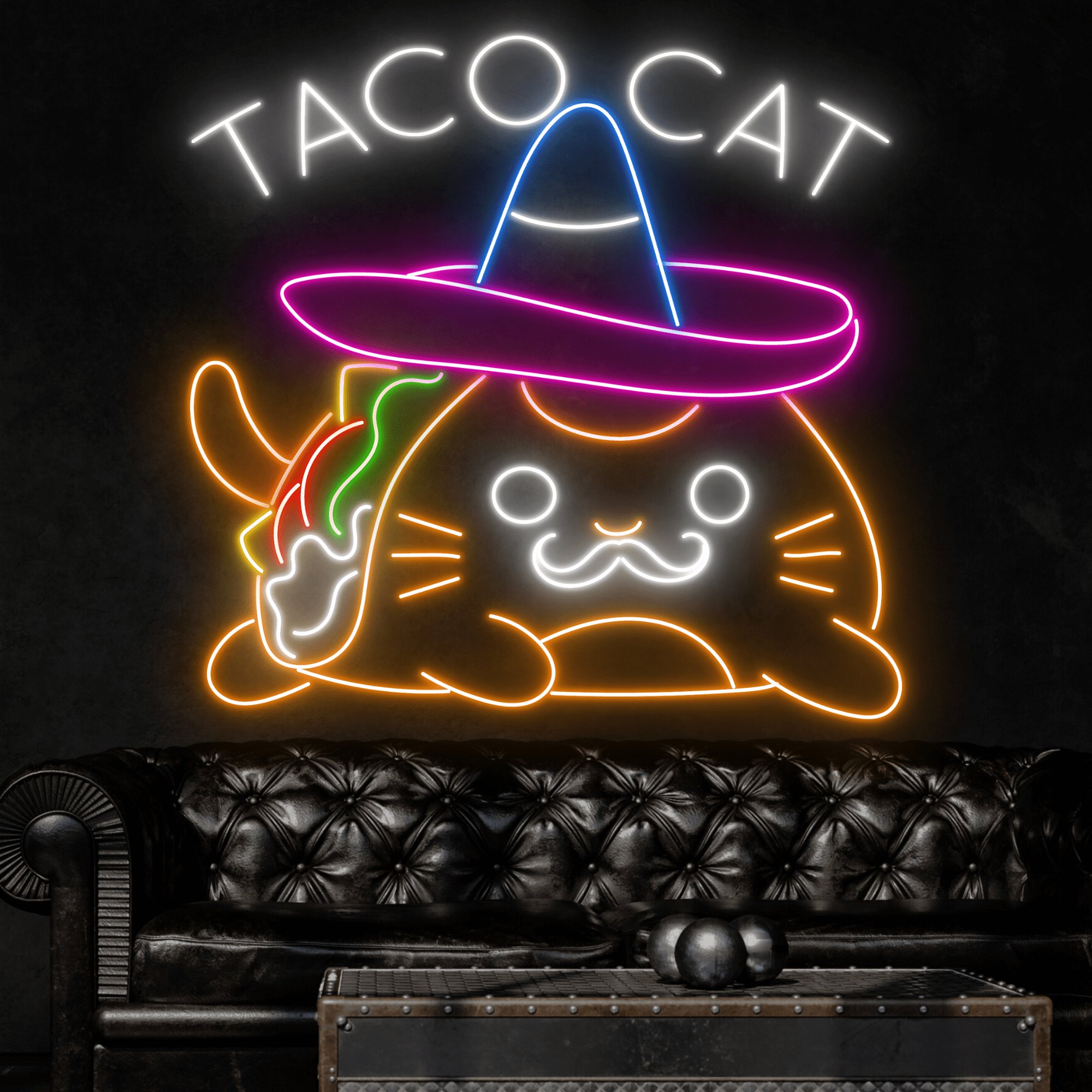 Craftnamesign Taco Cat Neon Sign, Taco Wall Art, Taco Wall Decor ...