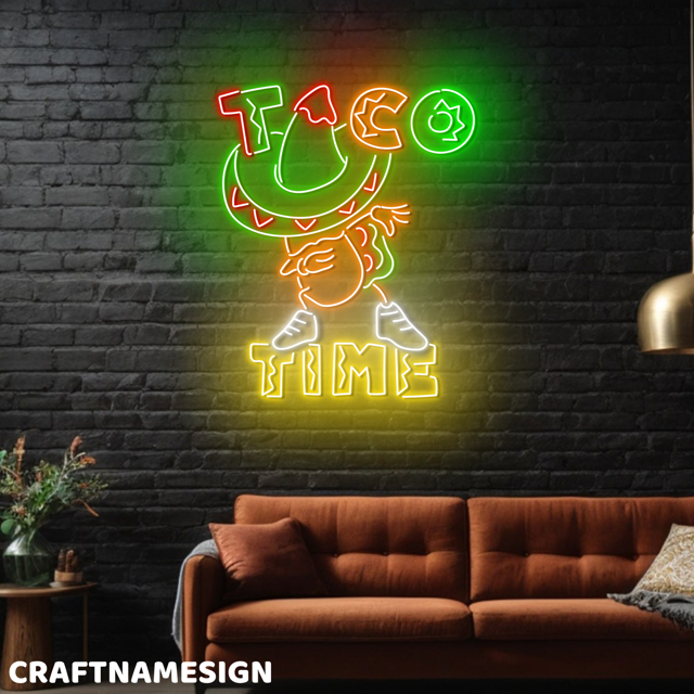 Craftnamesign Taco Time Neon Light Art, Mexico Tacos Store LED Sign ...