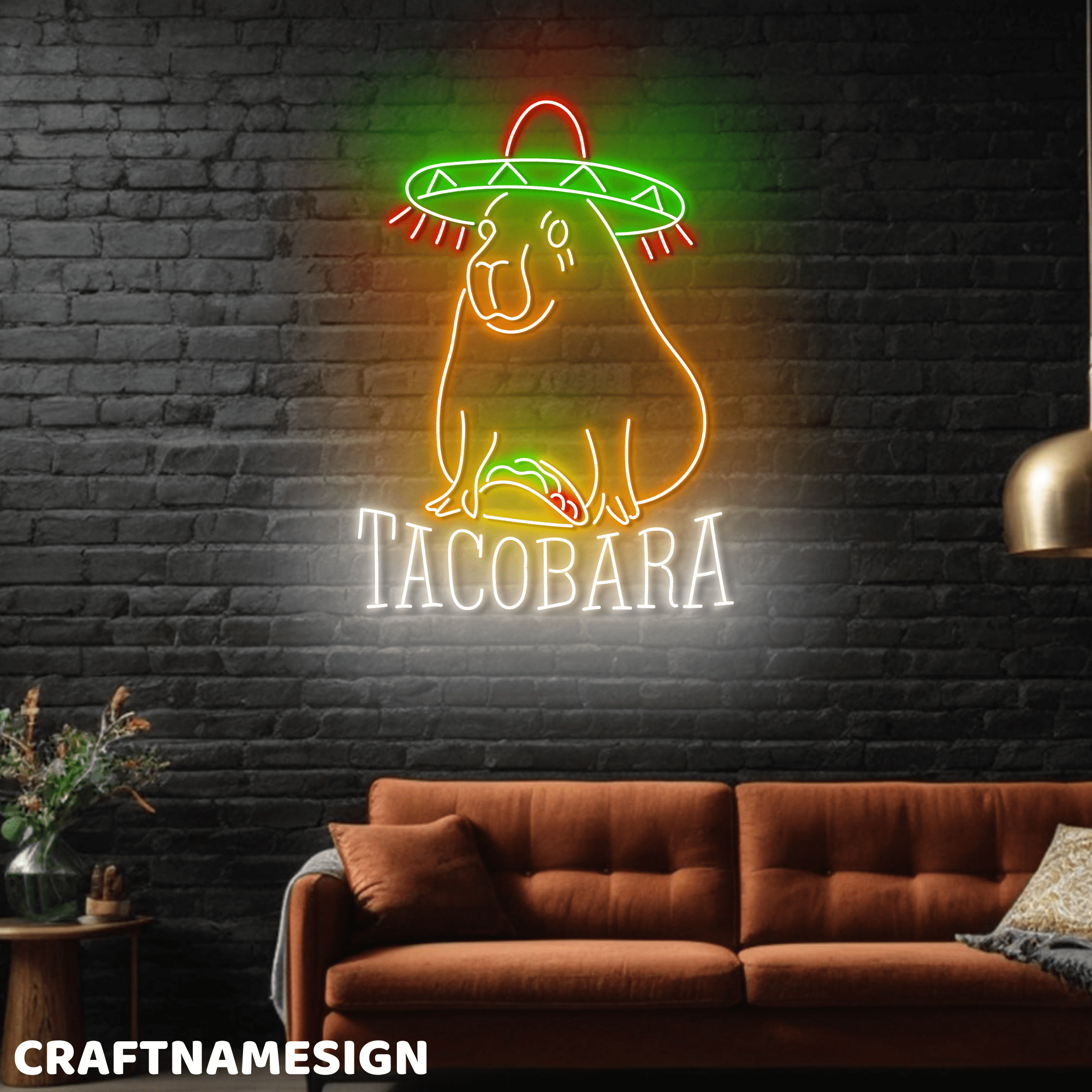 Craftnamesign Tacobara Neon Light, Capybara LED Sign For Mexican ...