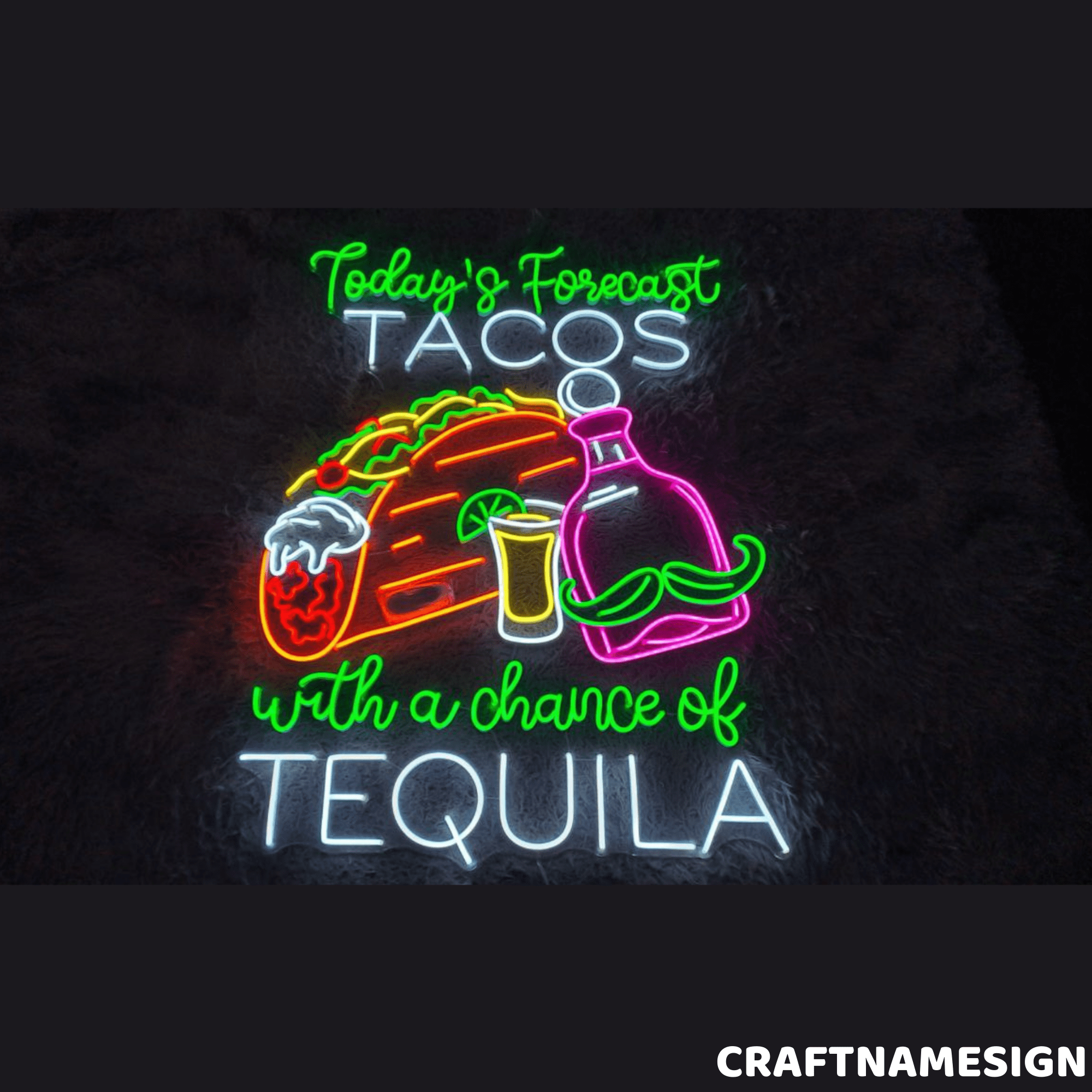 Craftnamesign Tacos And Tequila Neon Light For Mexican Restaurant Wall ...