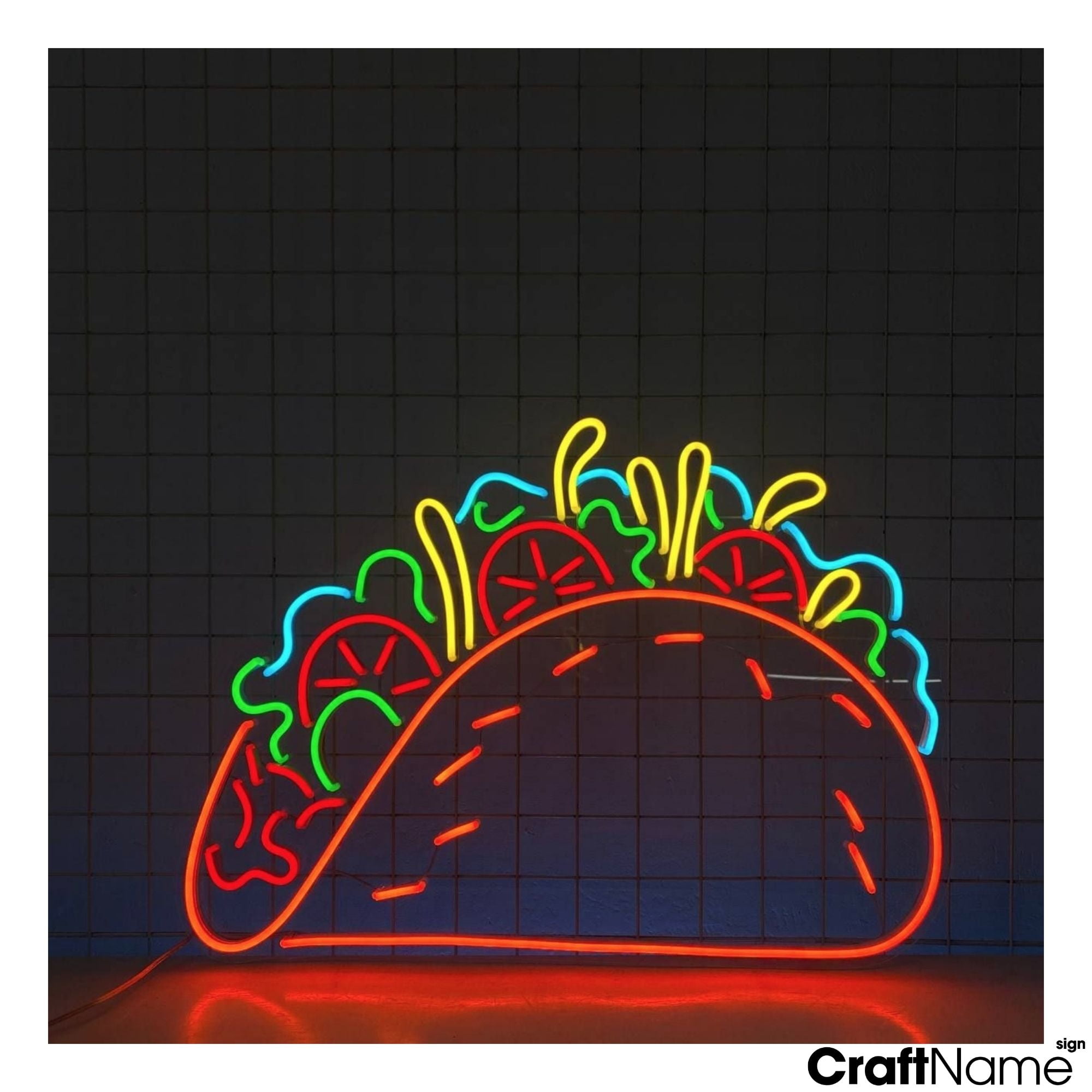 Craftnamesign Tacos Neon Light Sign, Restaurant Wall Art, Mexican Food ...